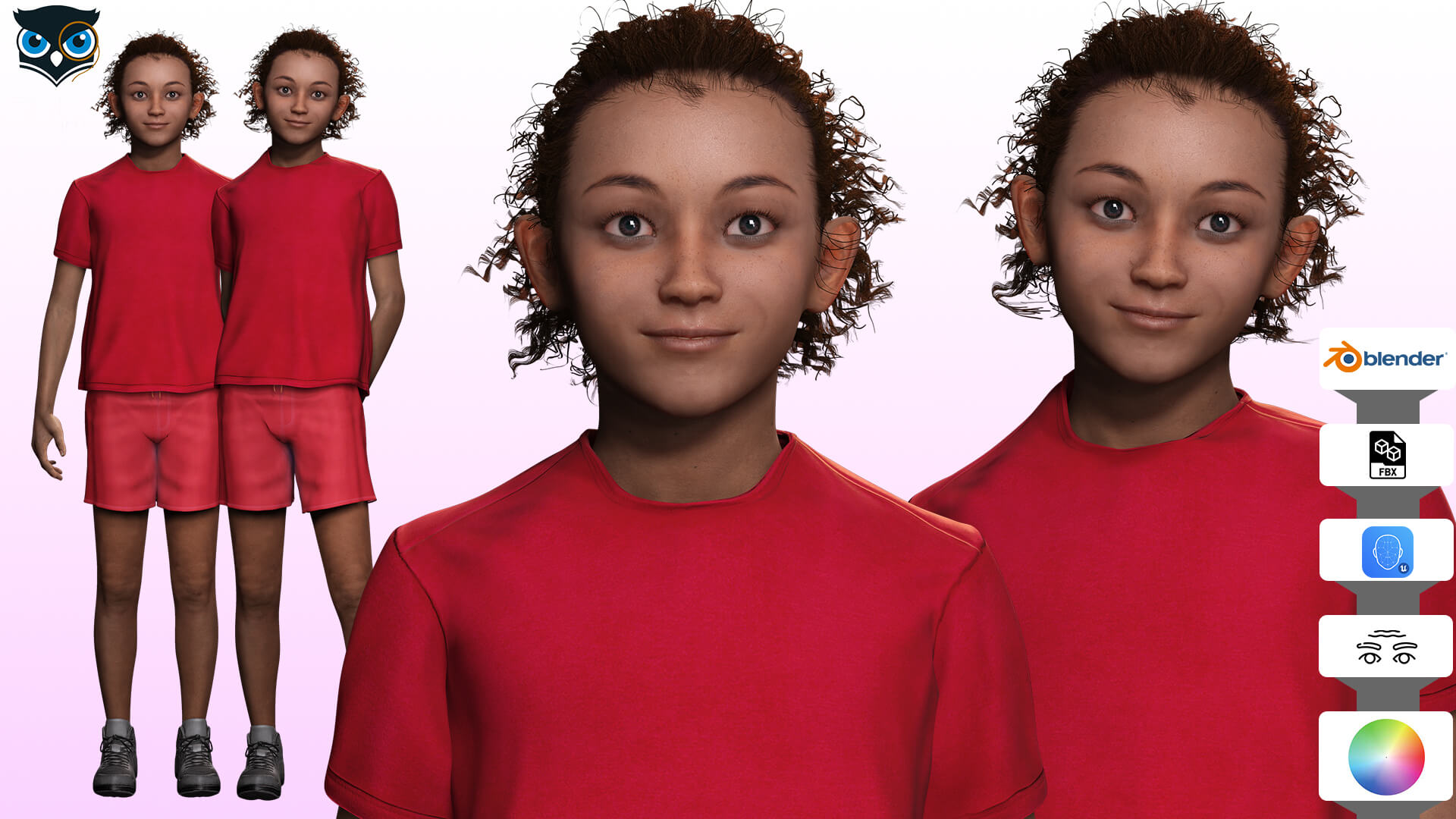 Sabrina - African Girl Kid 3D Model by khaloui