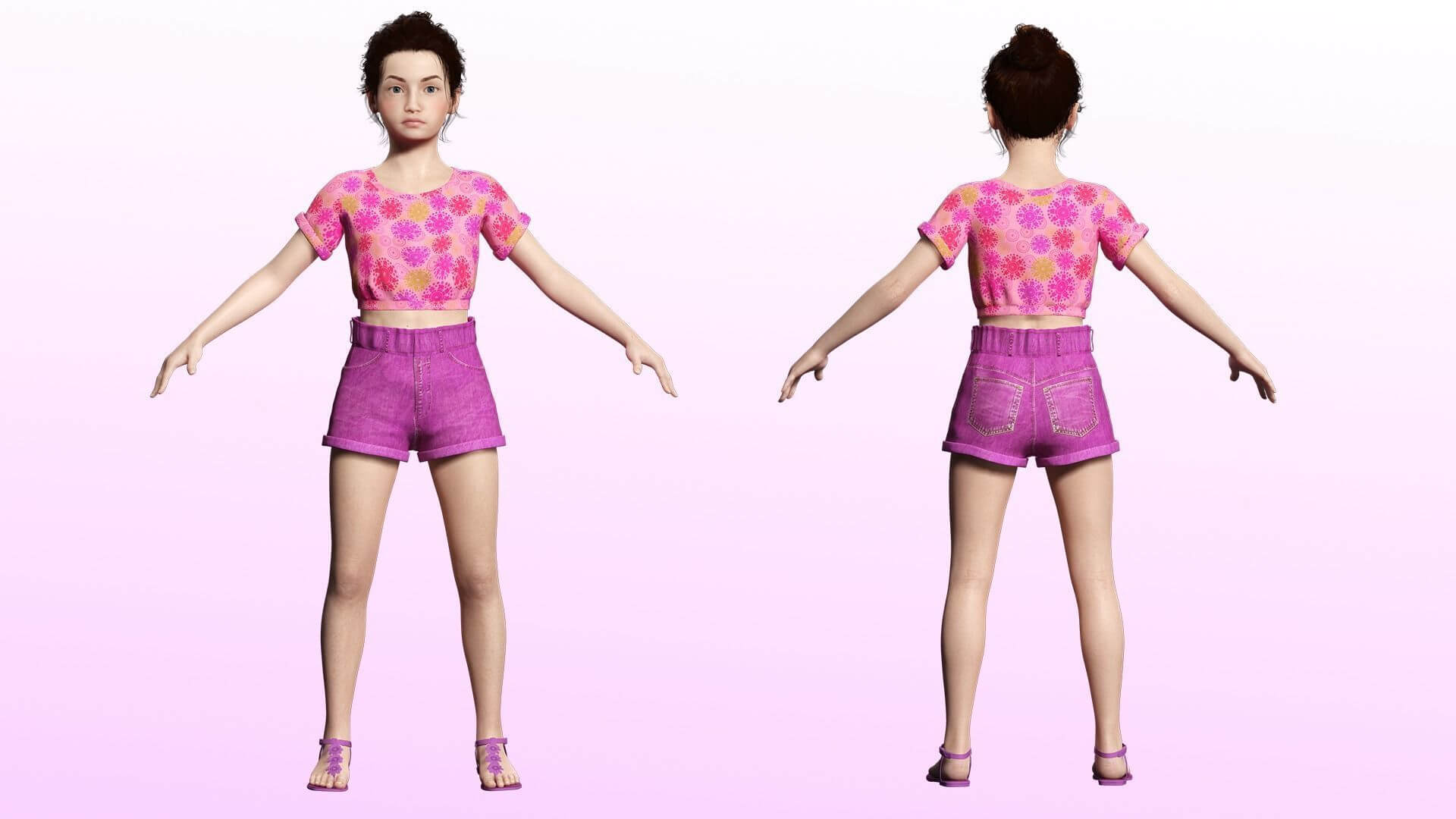 Sanaya -Realistic Girl Ready for Render and Animation Kid 3D Model by ...