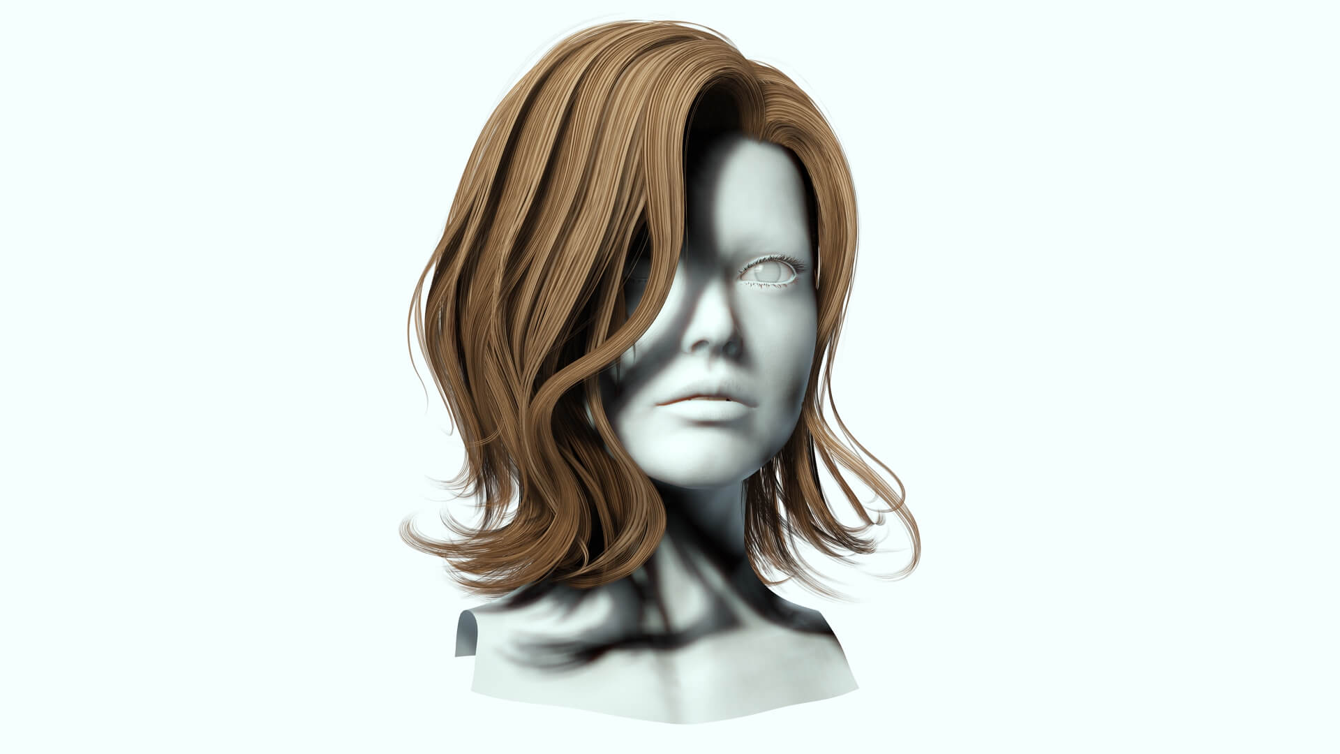 Short Feathered Hair - 3D Model by khaloui