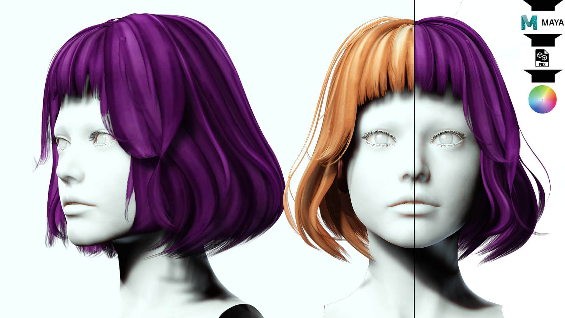 Short Hair -Blunt Bangs Style 3D Model by khaloui