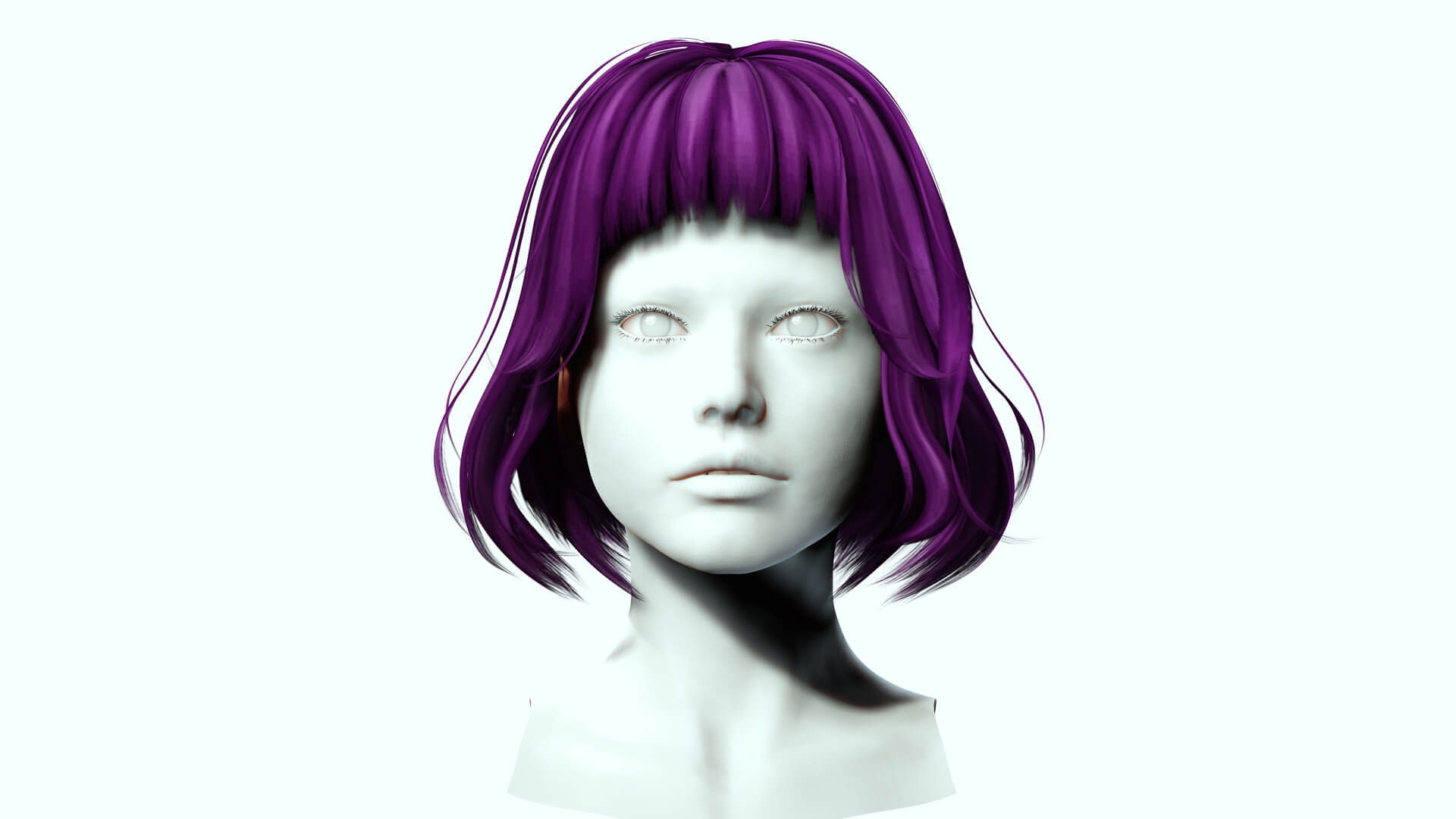 Short Hair -Blunt Bangs Style 3D Model by khaloui