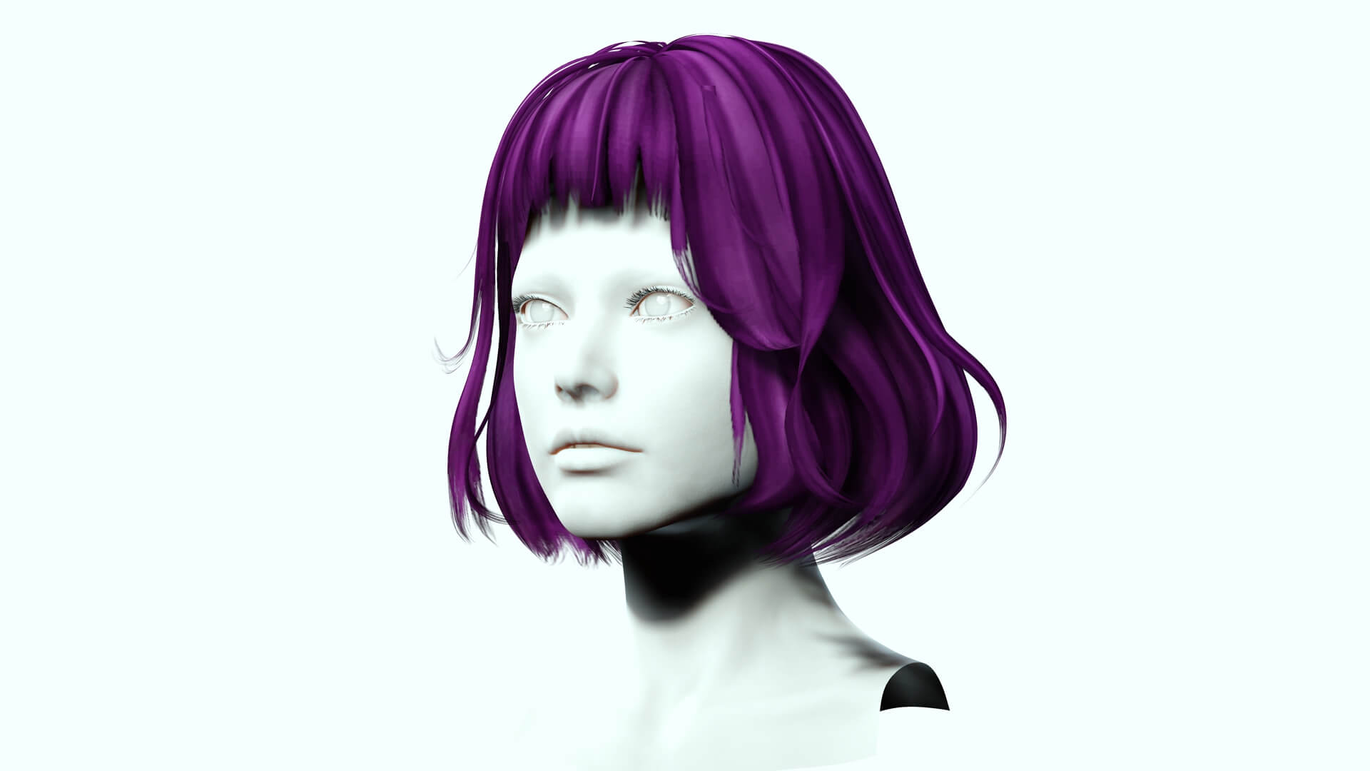 Short Hair -Blunt Bangs Style 3D Model by khaloui
