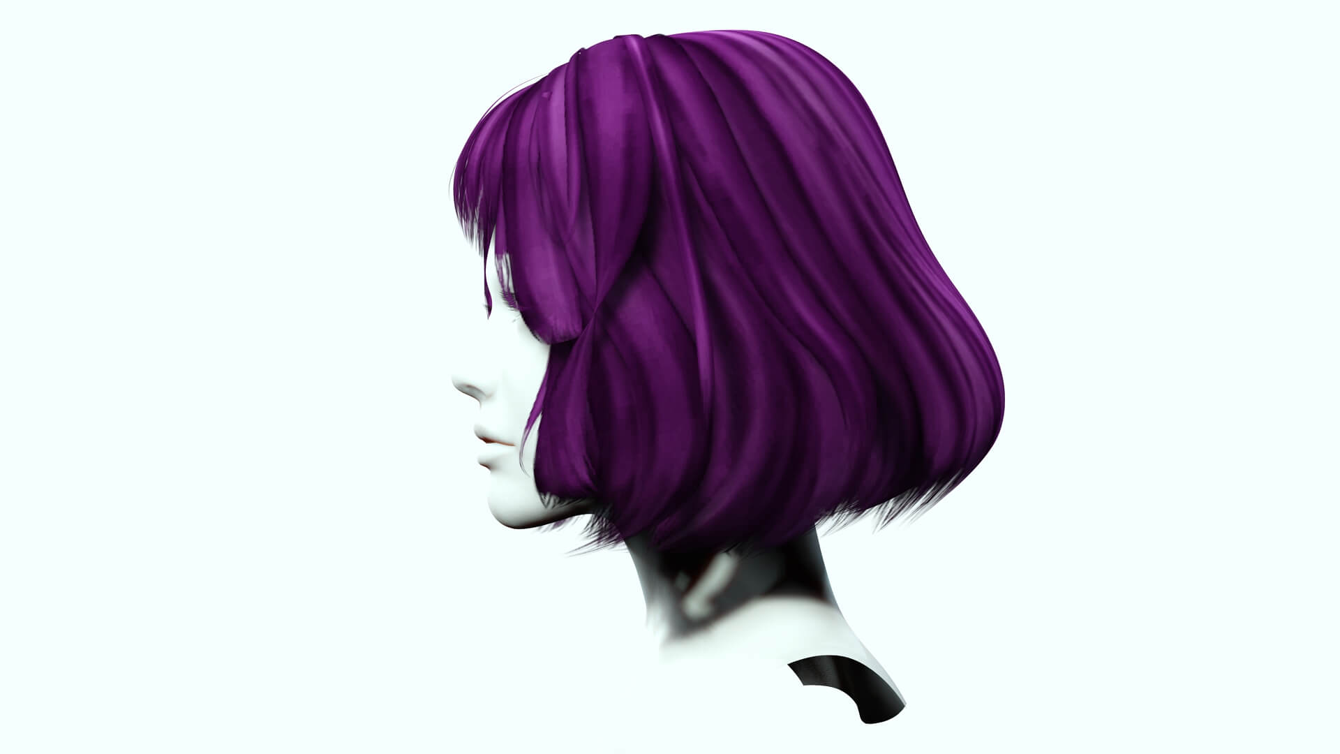 Short Hair -Blunt Bangs Style 3D Model by khaloui