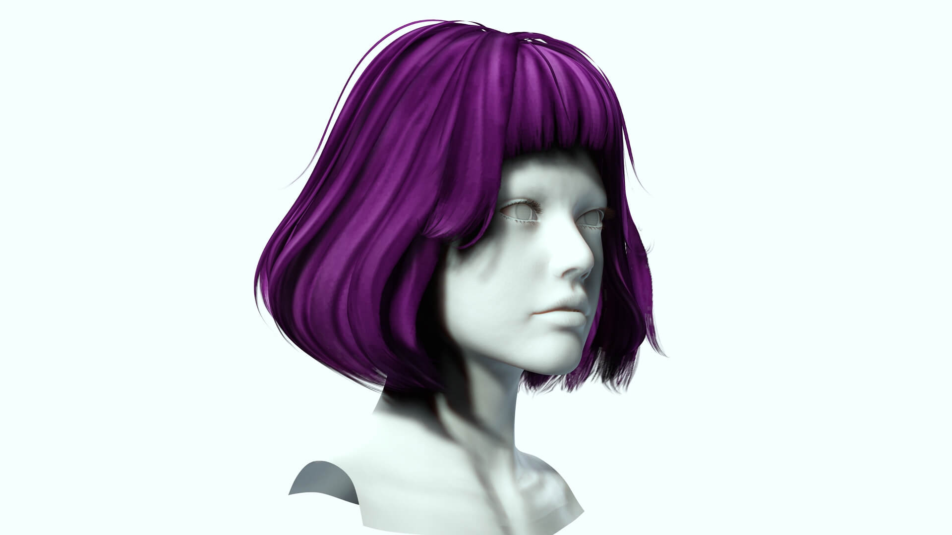 Short Hair -Blunt Bangs Style 3D Model by khaloui