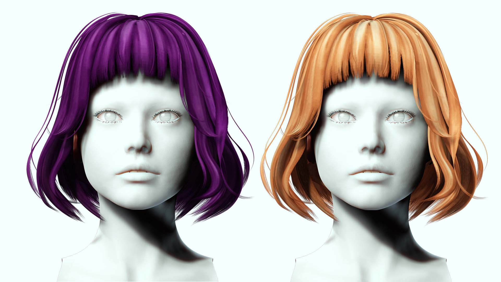 Short Hair -Blunt Bangs Style 3D Model by khaloui
