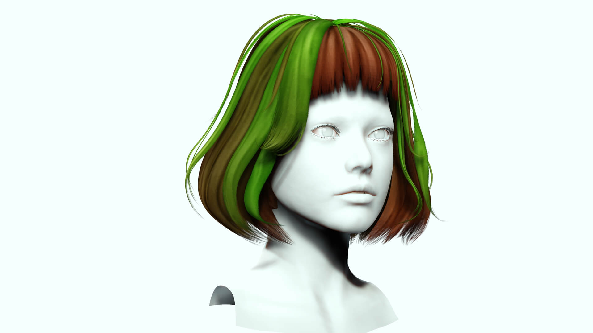 Short Hair -Blunt Bangs Style 3D Model by khaloui