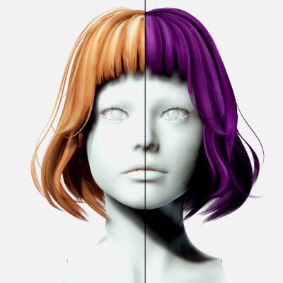 Short Hair -Blunt Bangs Style 3D Model by khaloui