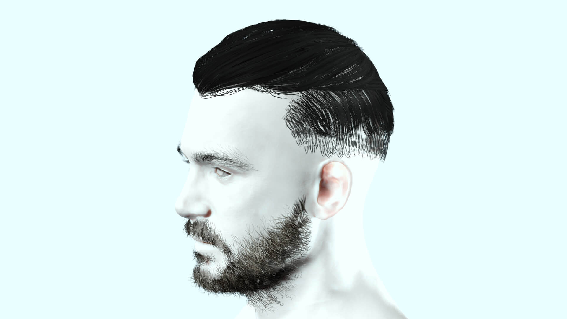 Side Part Male Hair Cut - 3D Model by khaloui