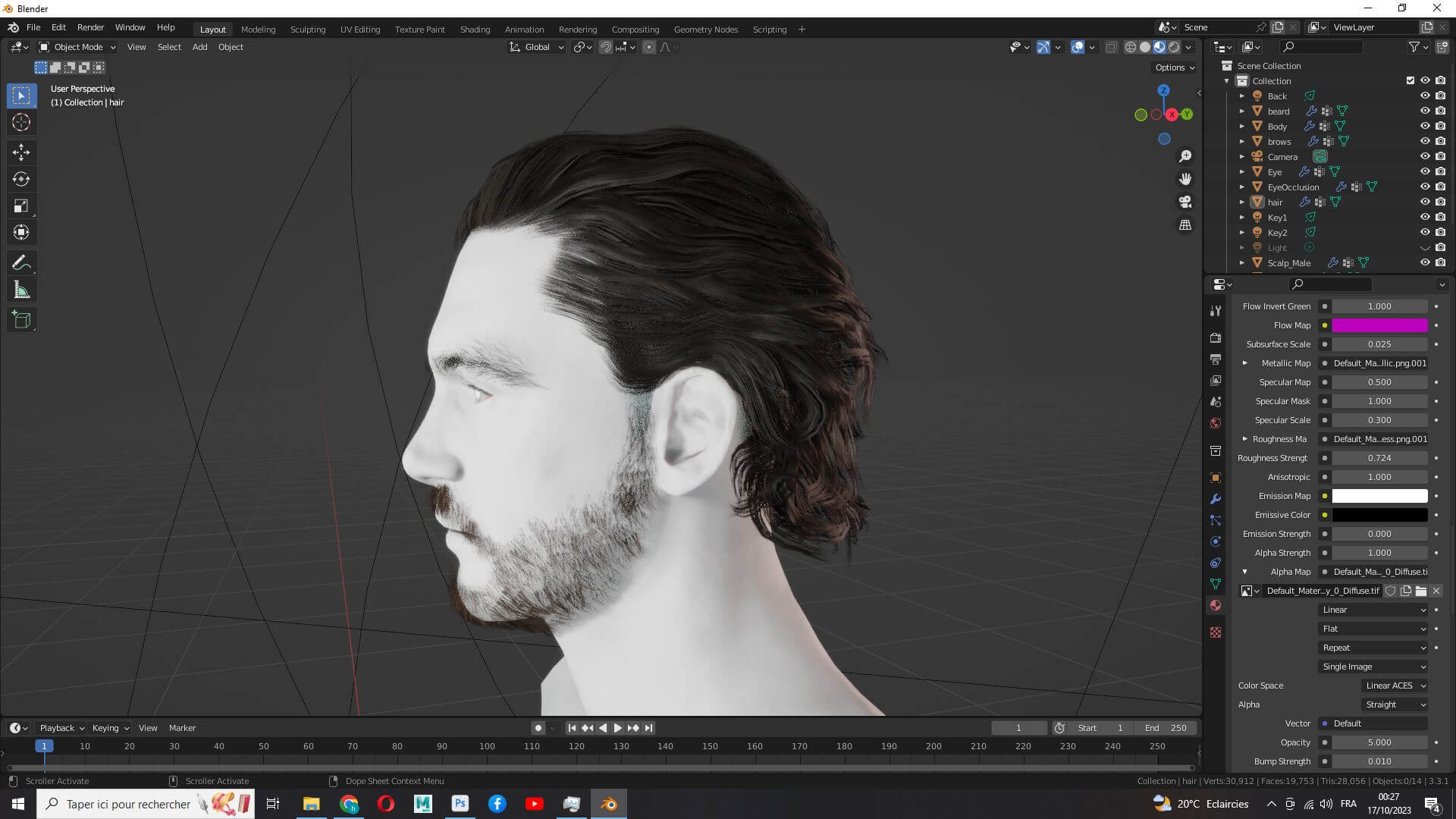Slicked-Back Man Hair 3D Model by khaloui