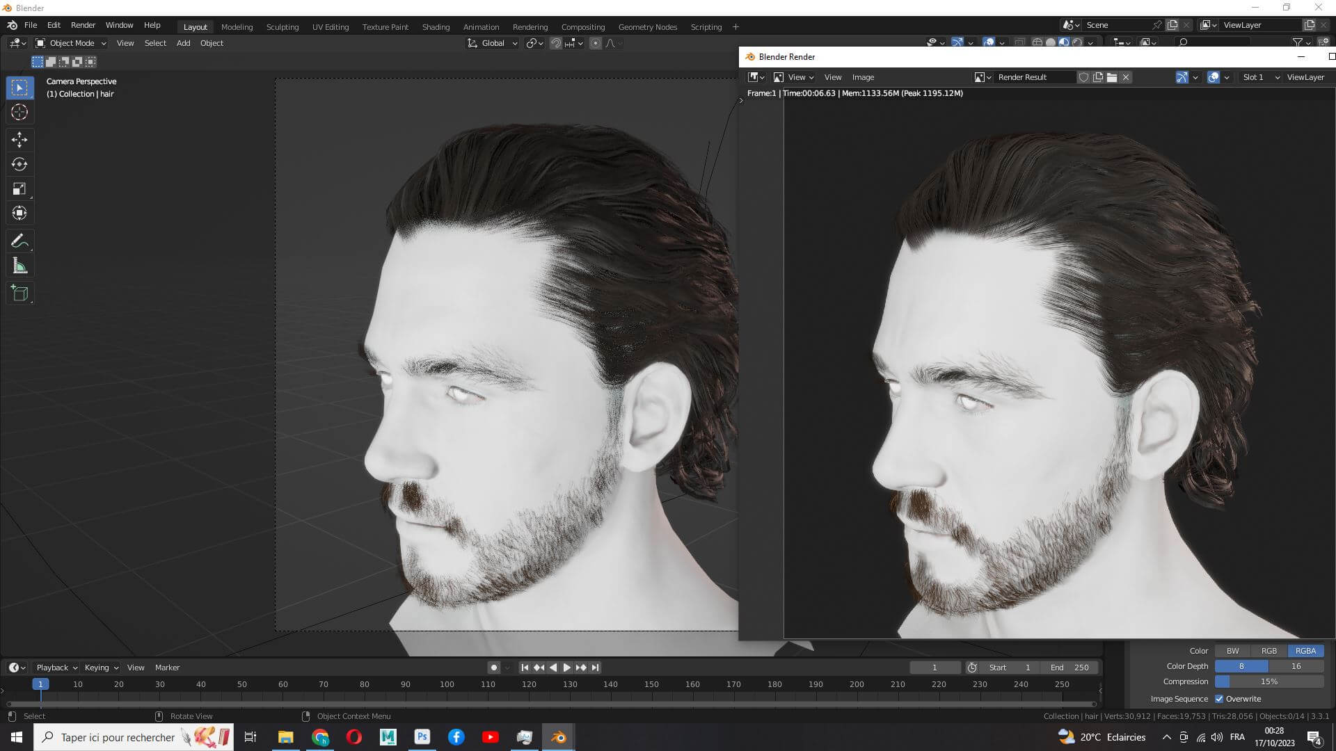 Slicked-Back Man Hair 3D Model by khaloui