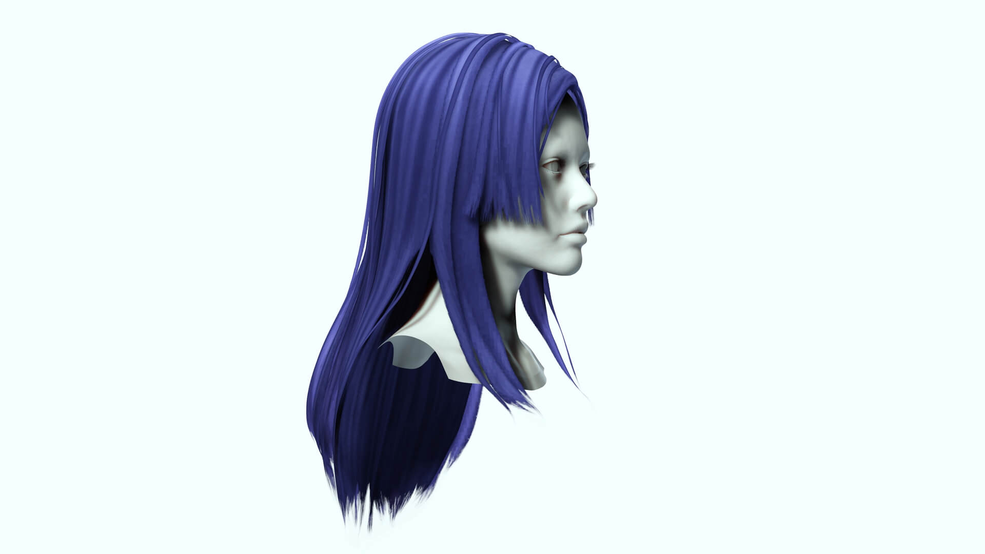 Straight Female Hair - 3D Model by khaloui
