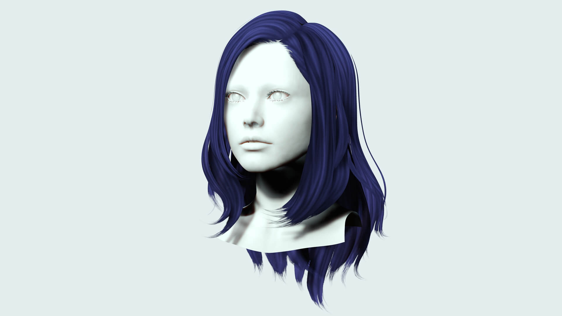 Straight Medium Female Hair - 3D Model by khaloui
