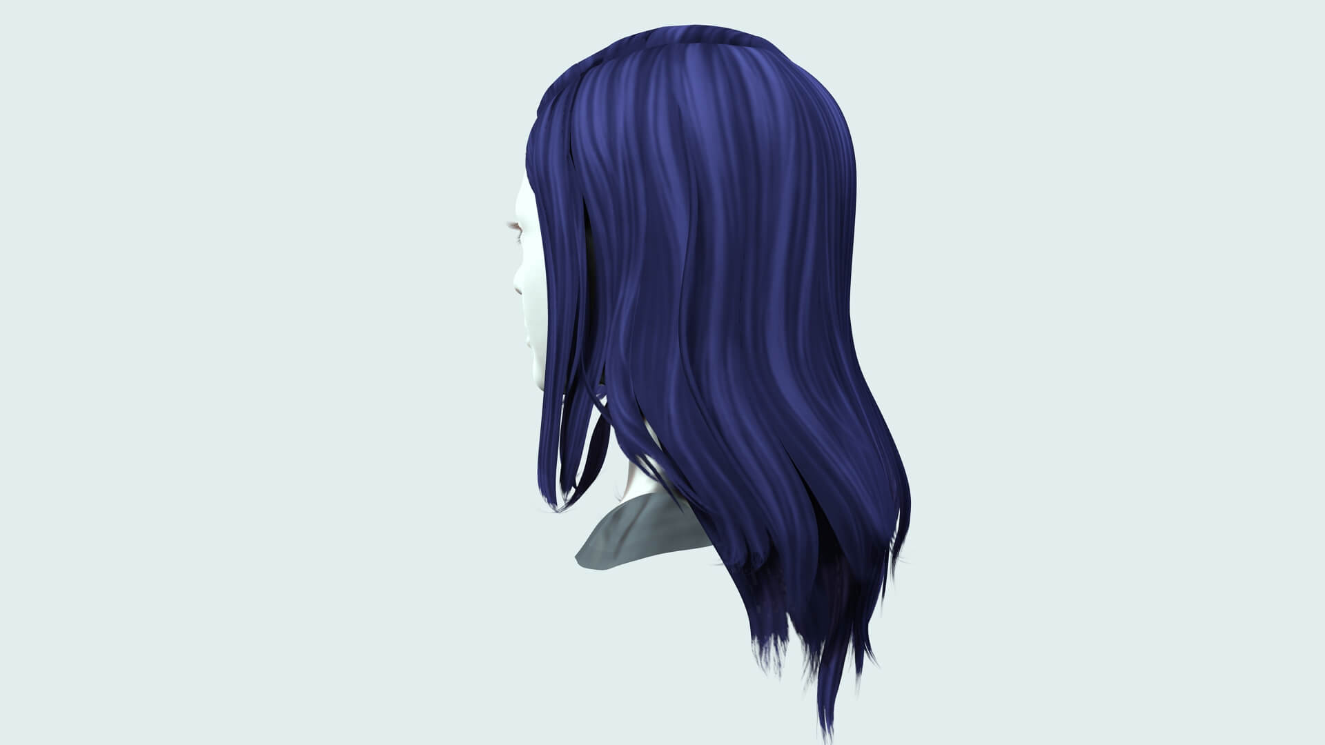 Straight Medium Female Hair - 3D Model by khaloui