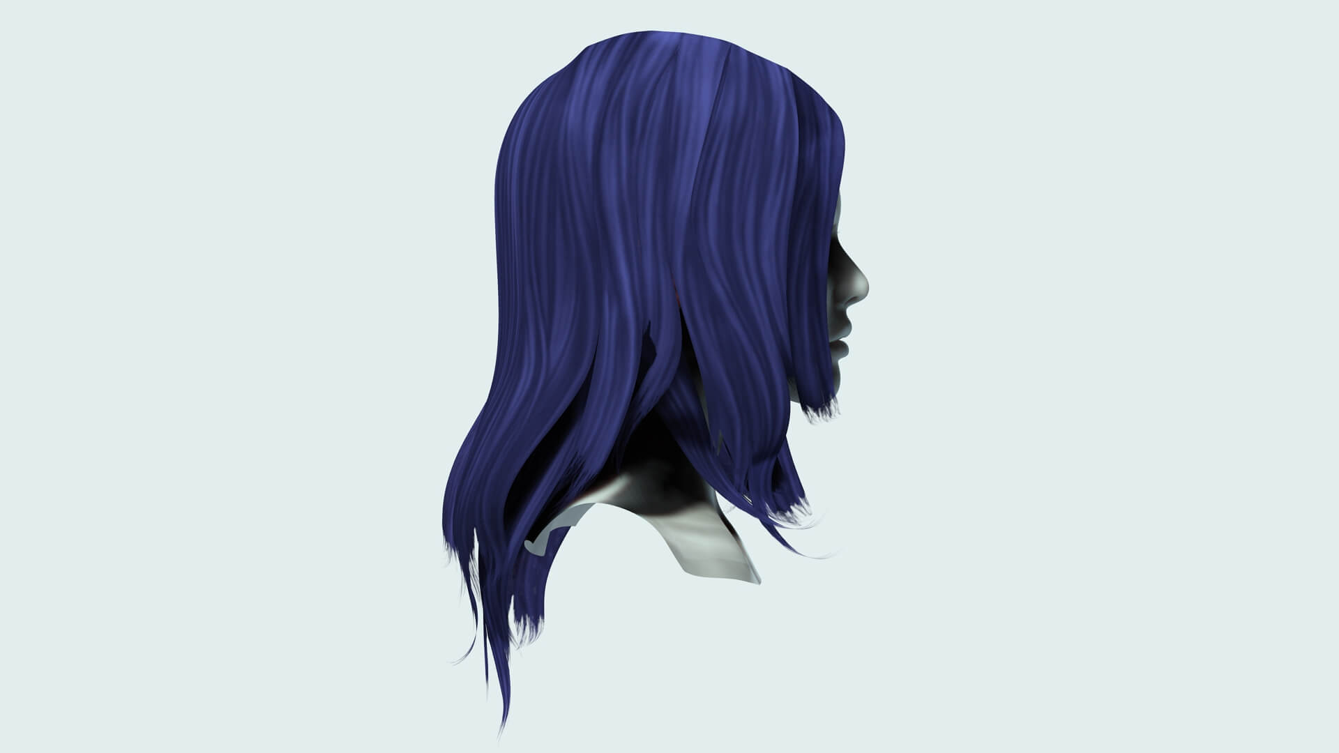 Straight Medium Female Hair - 3D Model by khaloui