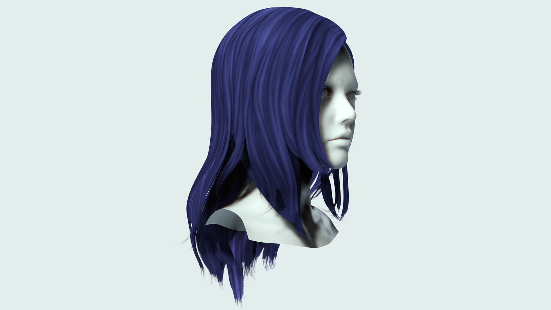 Straight Medium Female Hair - 3D Model by khaloui
