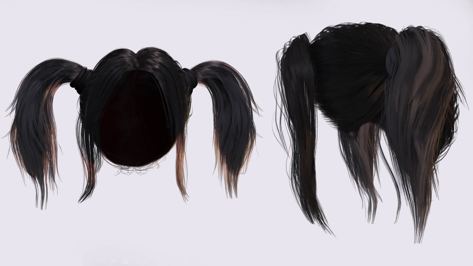 Stylish Twin Ponytails Realistic 3D Hairstyle by khaloui