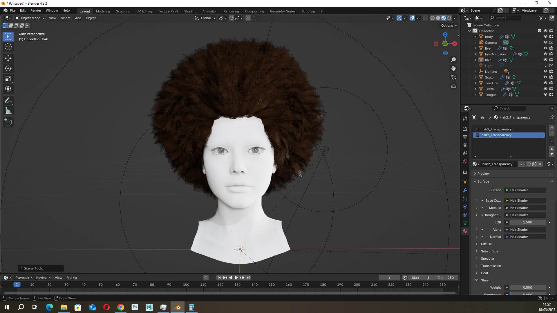 Stylish Voluminous Afro-Realistic Hair Model by khaloui