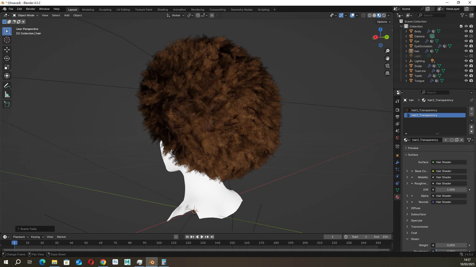 Stylish Voluminous Afro-Realistic Hair Model by khaloui