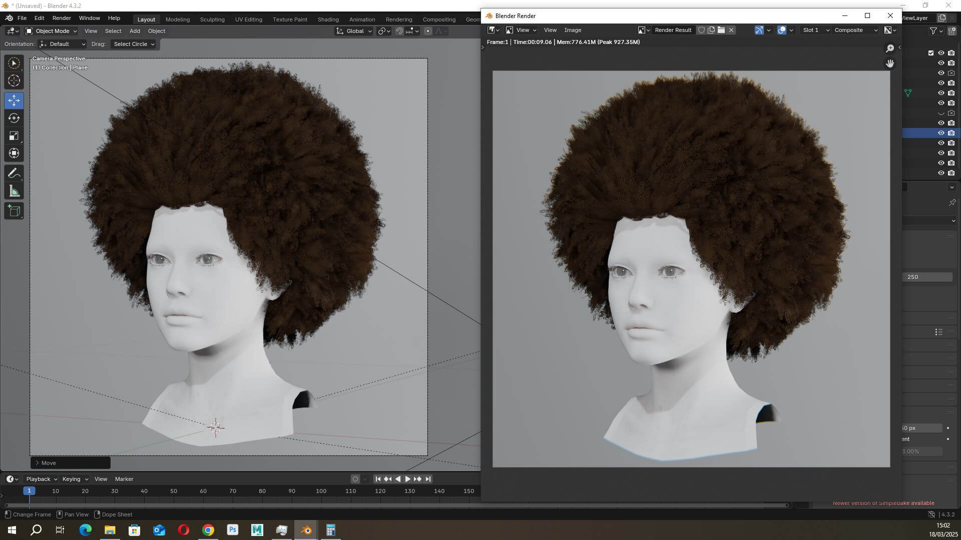 Stylish Voluminous Afro-Realistic Hair Model by khaloui
