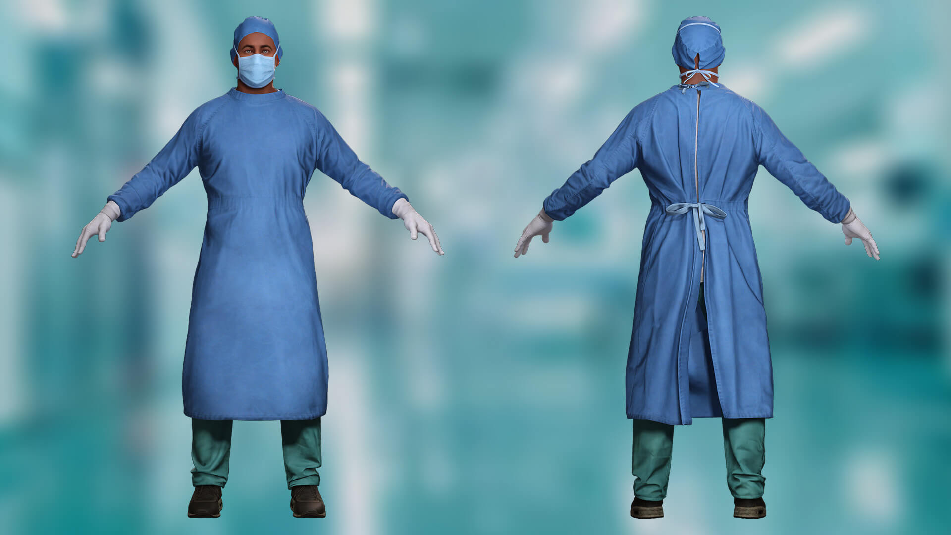 Surgeon in PPE 3D Model Rigged Game Ready by khaloui