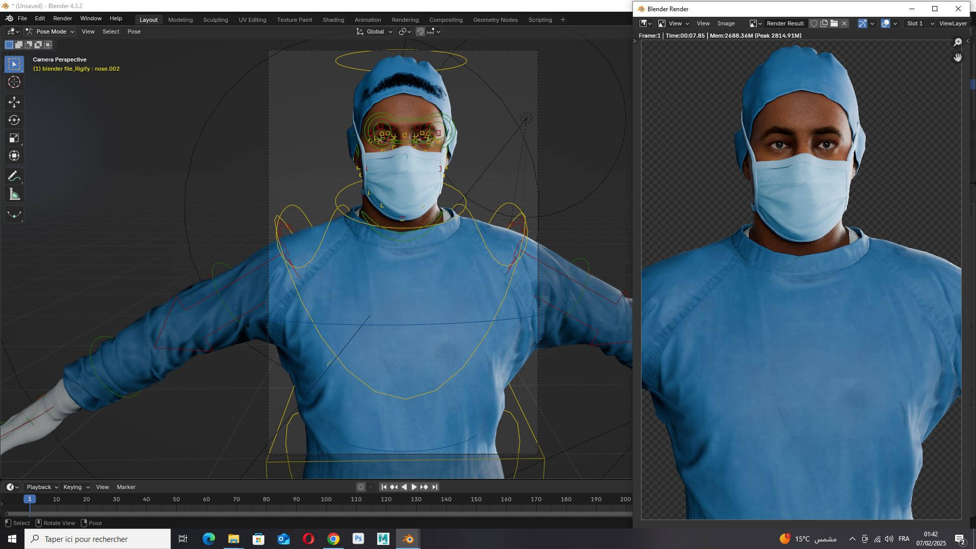 Surgeon in PPE 3D Model Rigged Game Ready by khaloui