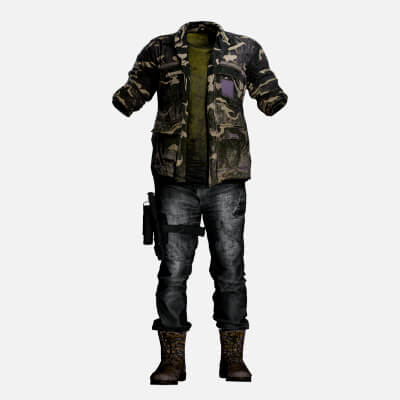 Tactical Military Outfit Camo Jacket with Gear - 3D Model by khaloui