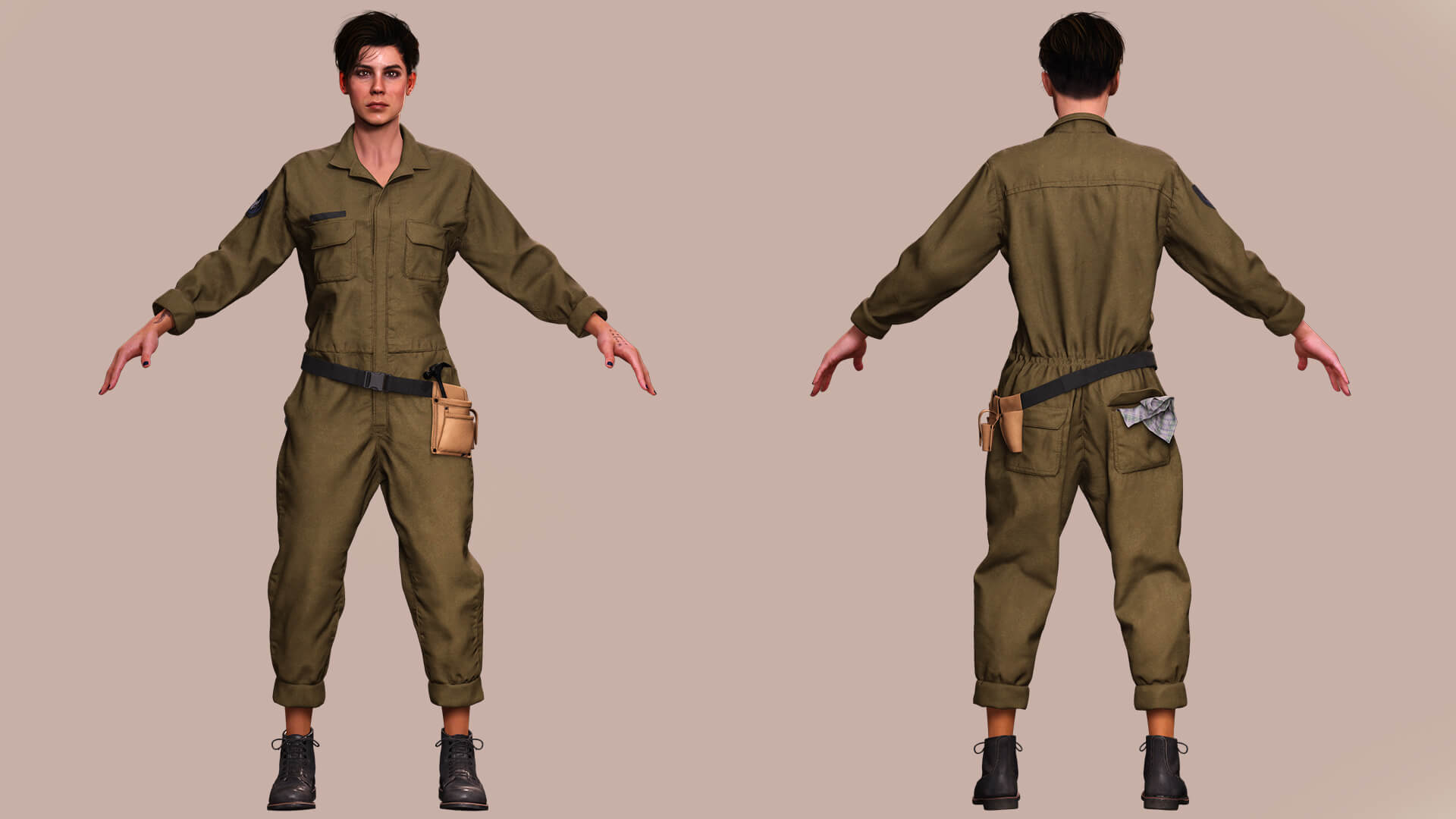 Tactical Worker 3D Character PBR Textured Ready by khaloui