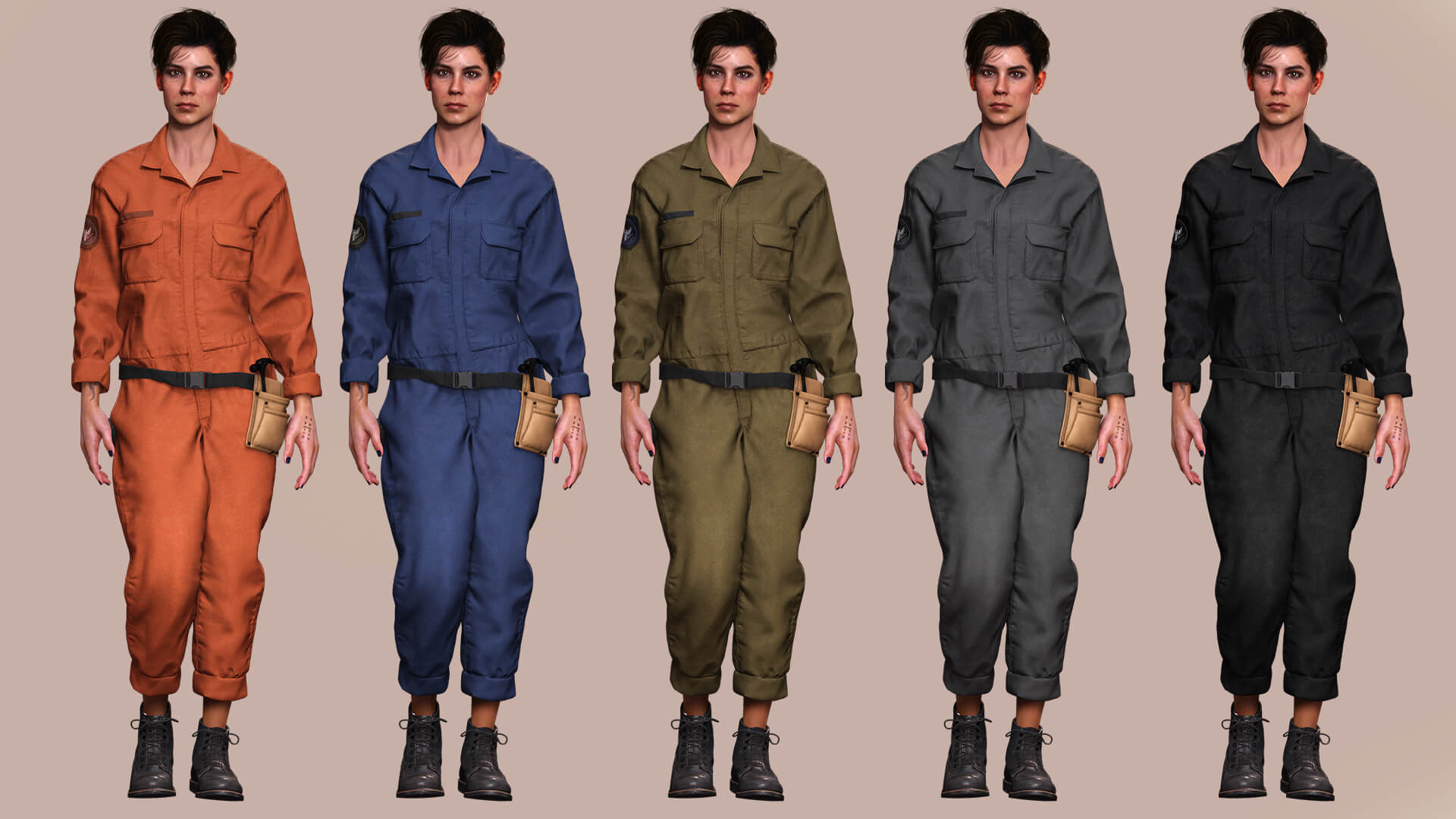 Tactical Worker 3D Character PBR Textured Ready by khaloui