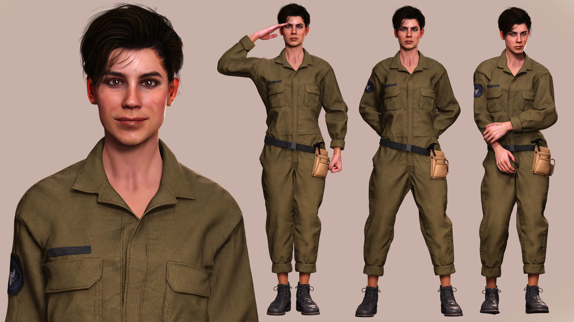 Tactical Worker 3D Character PBR Textured Ready by khaloui