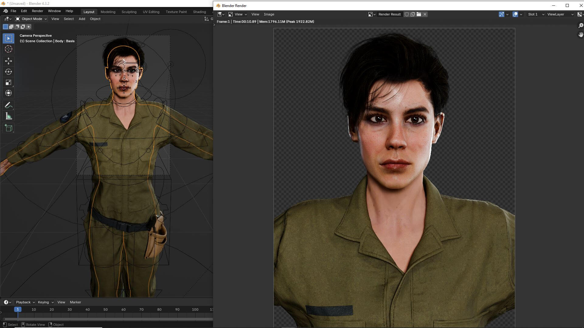 Tactical Worker 3D Character PBR Textured Ready by khaloui