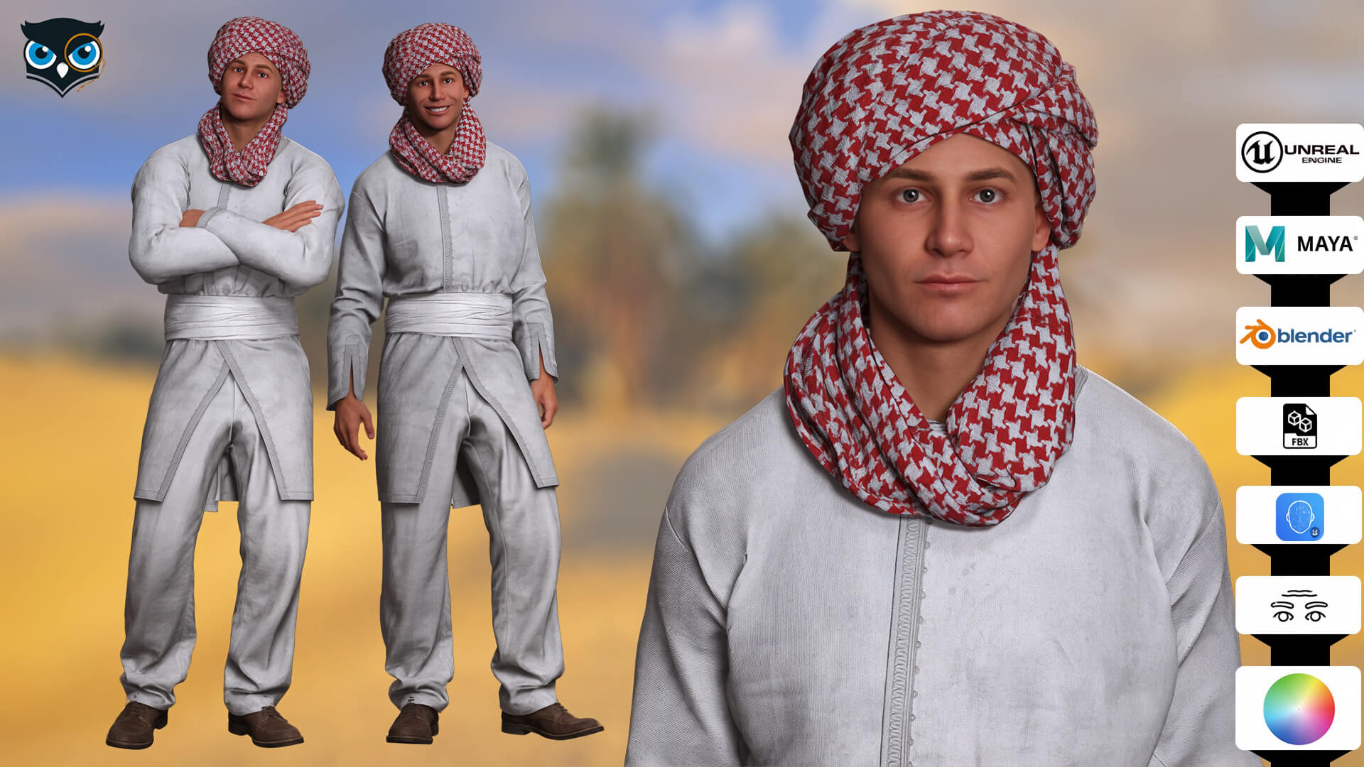 Traditional Middle Eastern Attire High-Quality 3D Model by khaloui