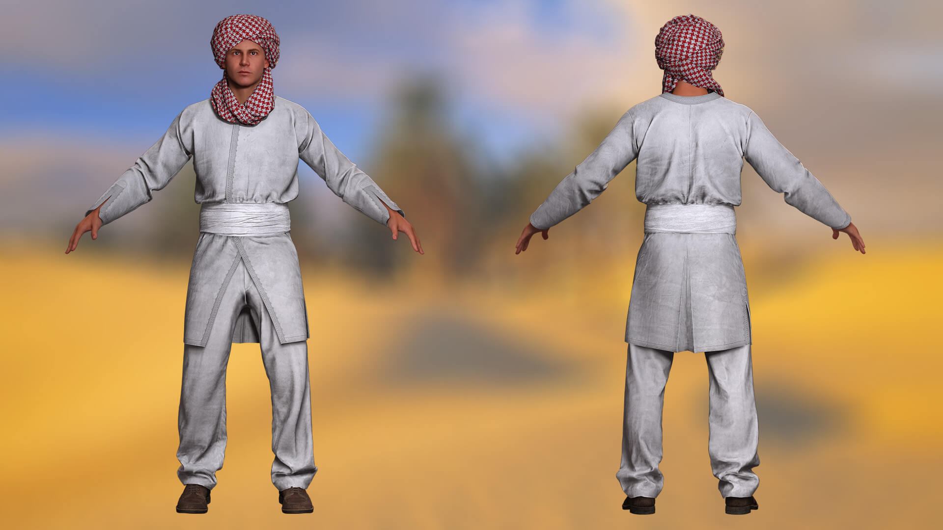 Traditional Middle Eastern Attire High-Quality 3D Model by khaloui