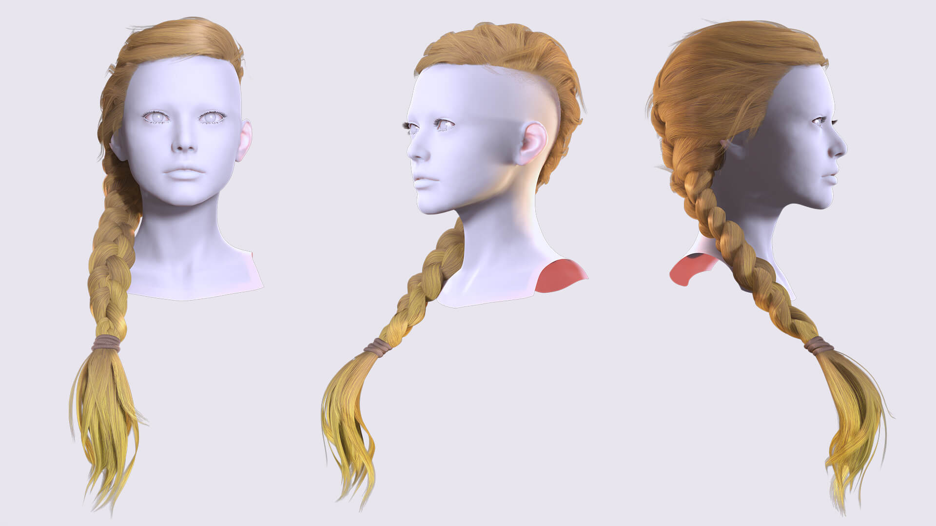 Viking Braid Hairstyle - Realistic Game-ready Hair 3D Model by khaloui