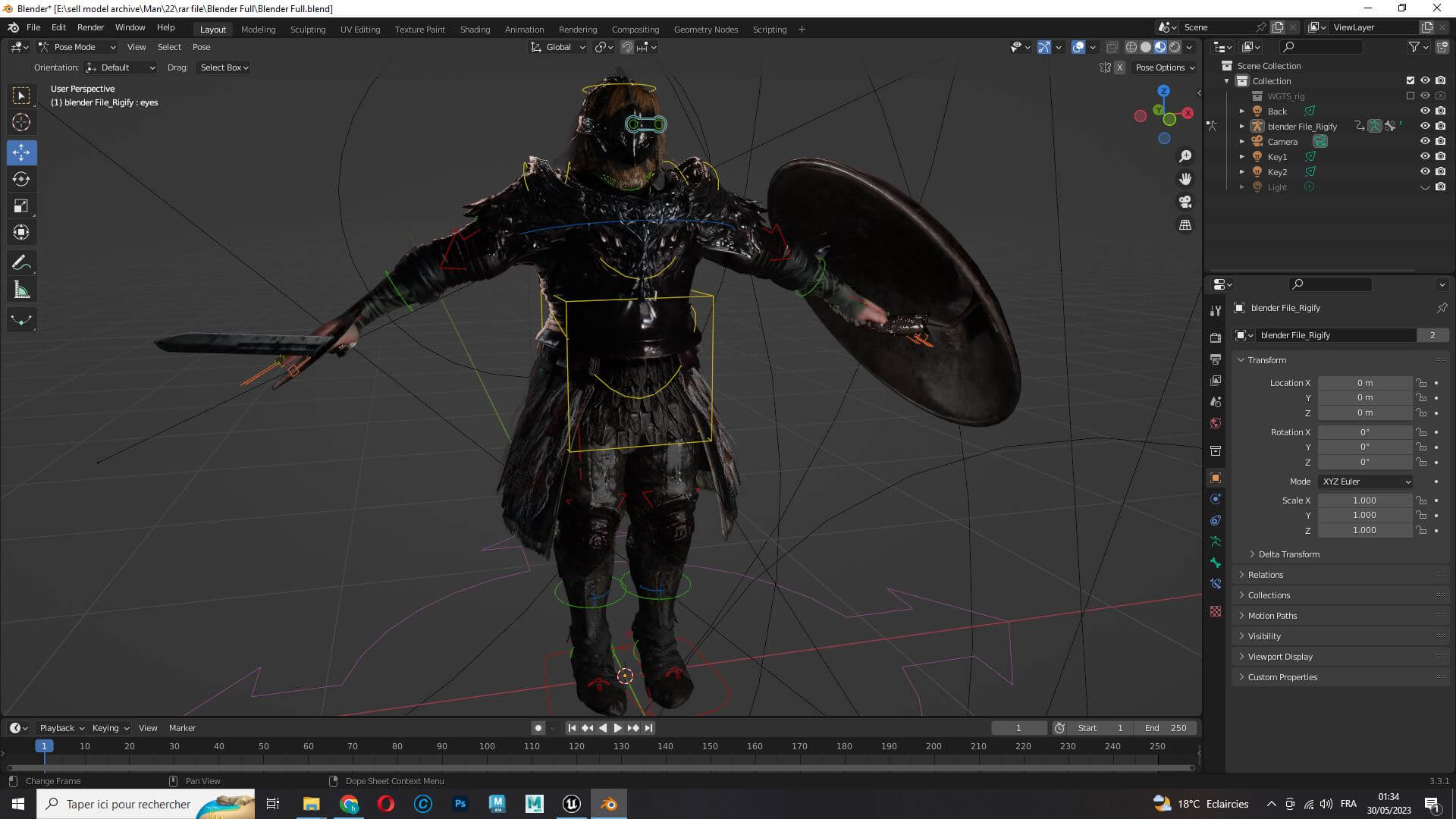 Viking Ready With Facial Rig - 3D Model by khaloui