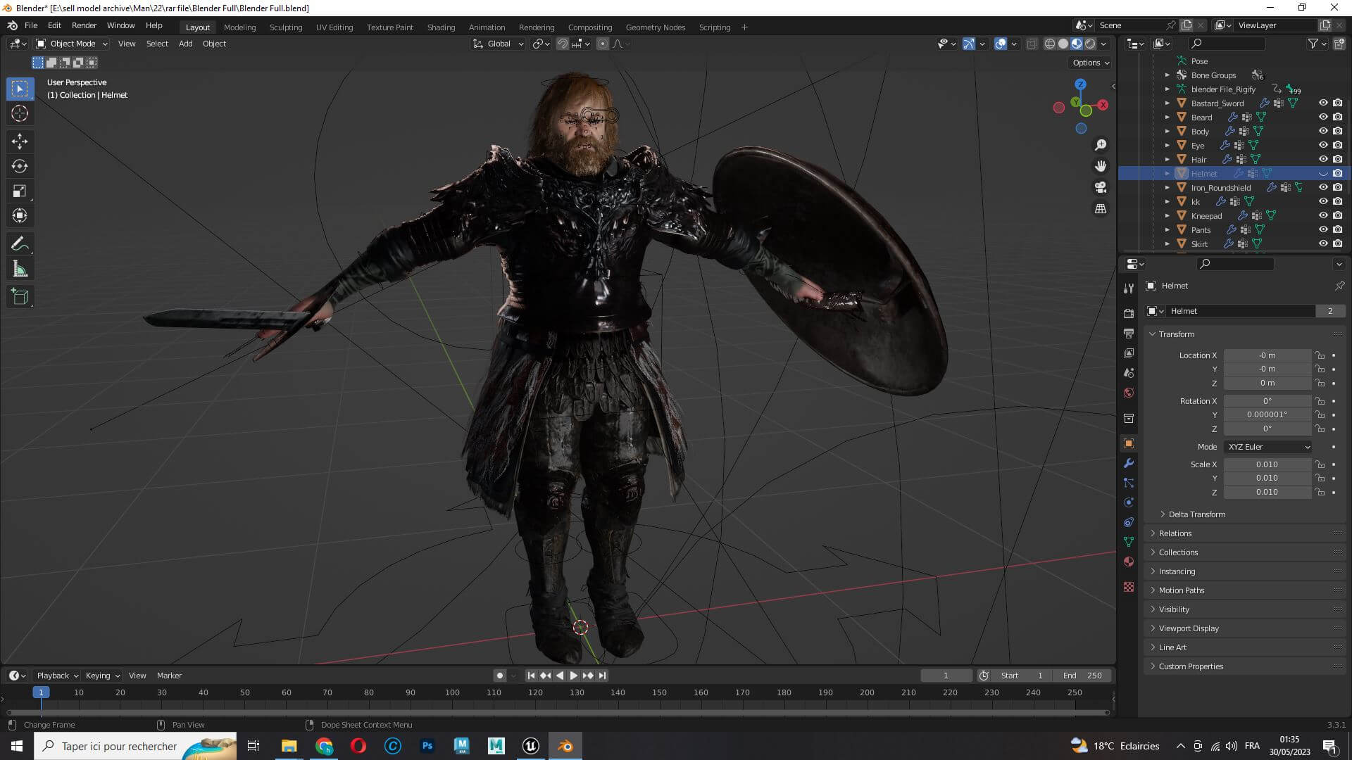 Viking Ready With Facial Rig - 3D Model by khaloui