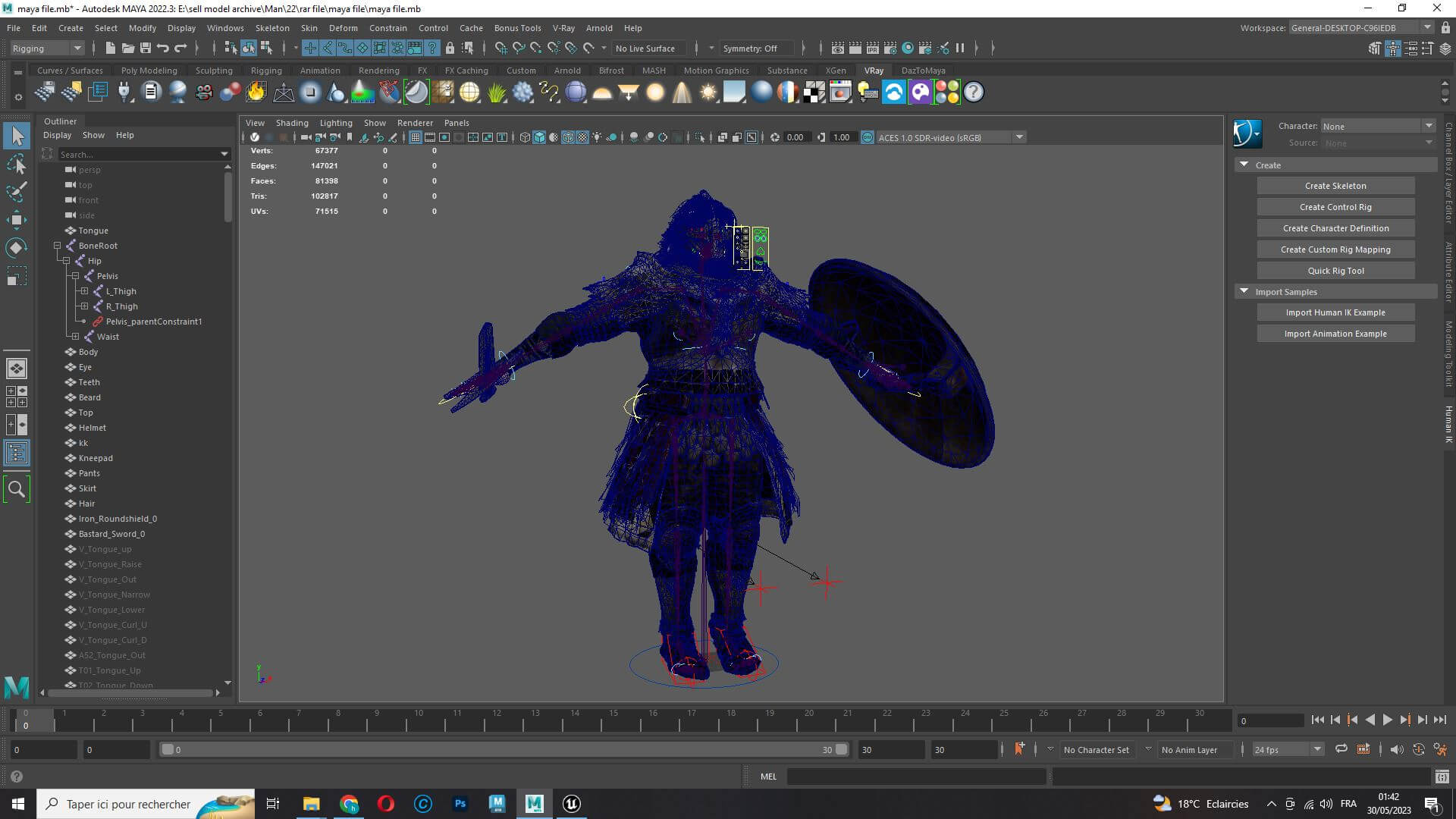 Viking Ready With Facial Rig - 3D Model by khaloui