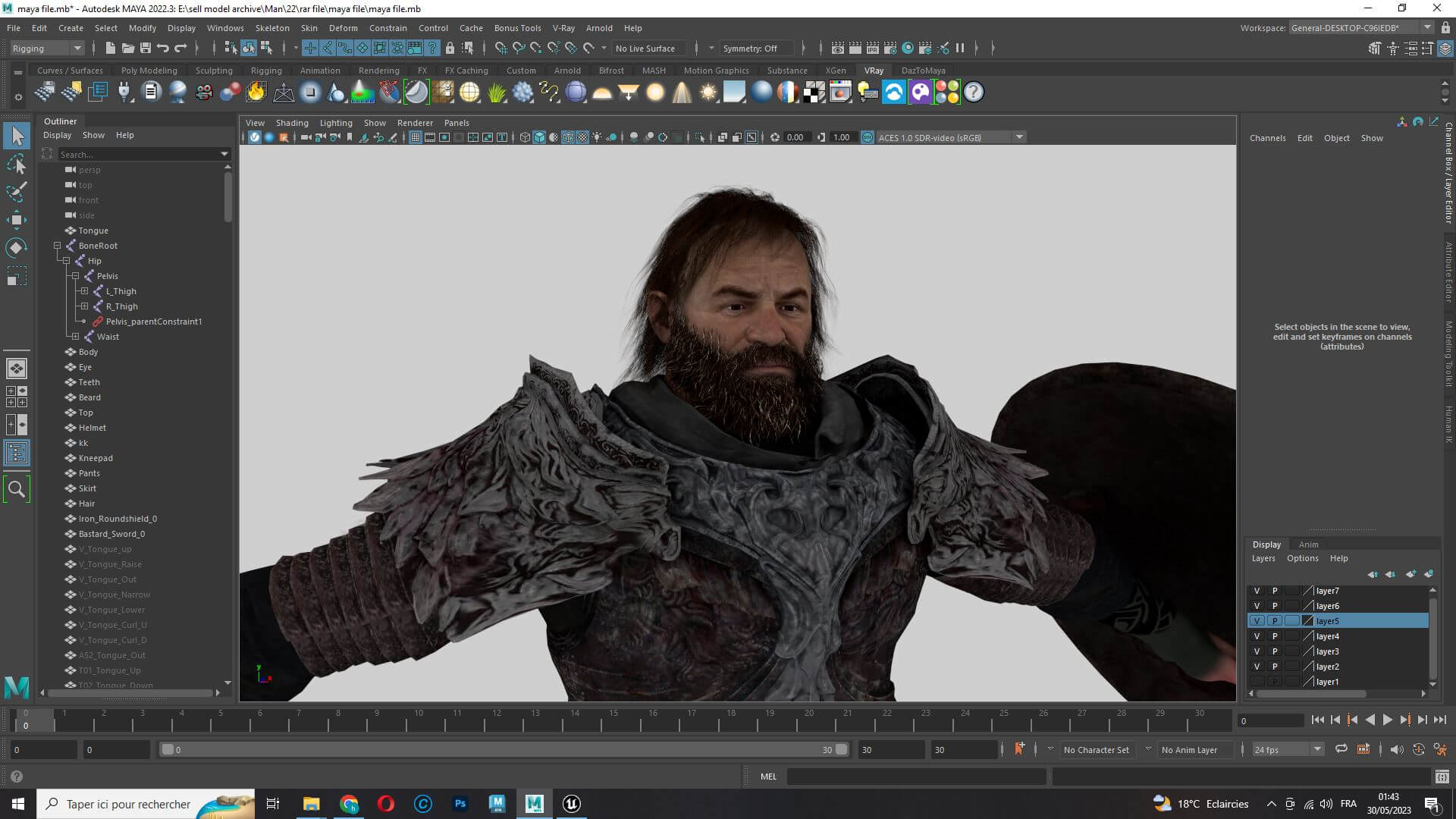 Viking Ready With Facial Rig - 3D Model by khaloui