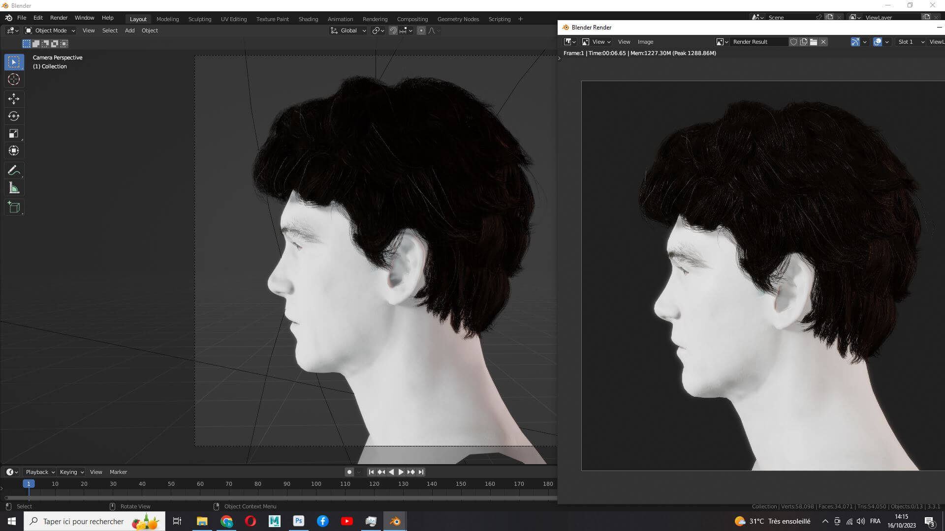 Wavy - Curly Man Hair 3D Model by khaloui