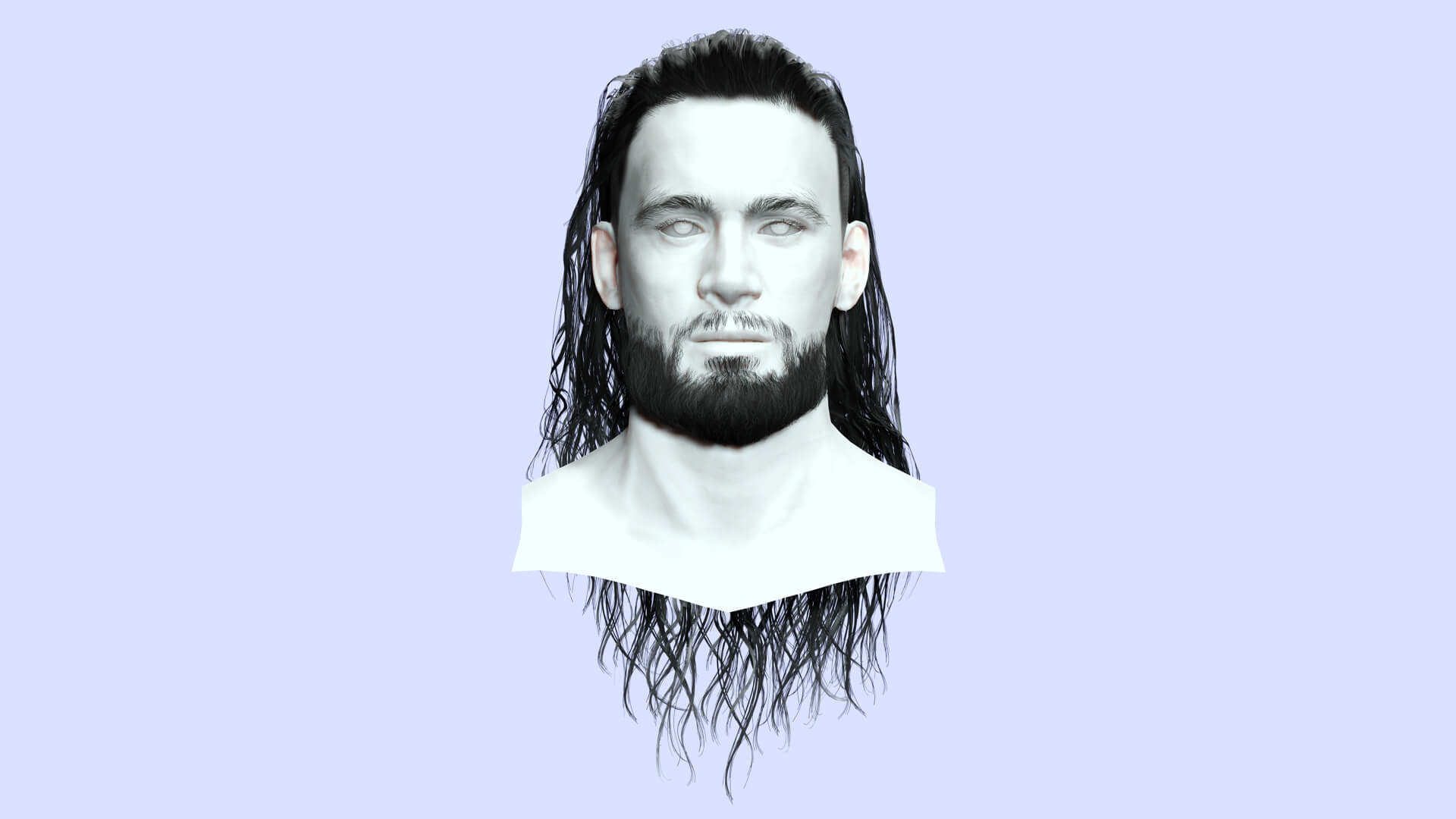 Wavy Long Man Hair - 3D Model by khaloui