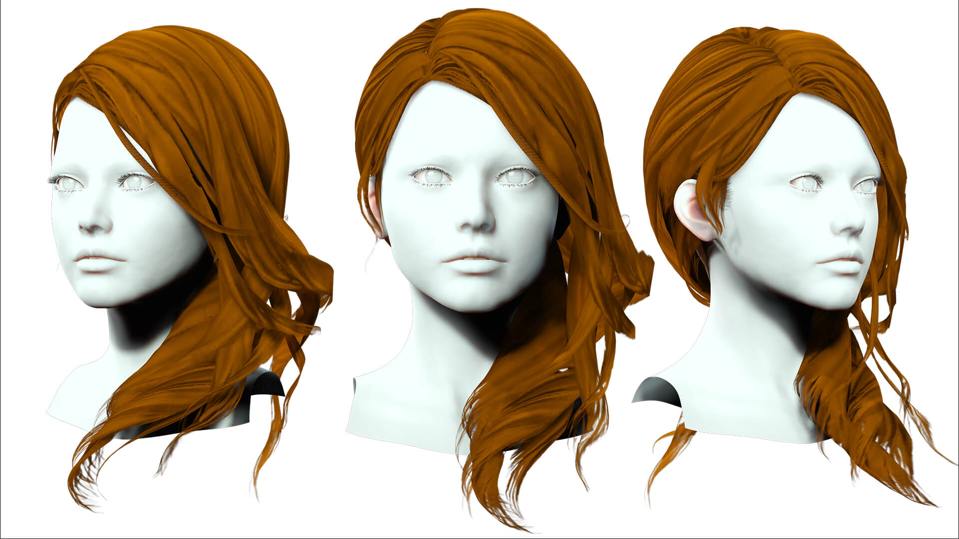 Wavy Over Shoulder Side Hair - 3D Model by khaloui