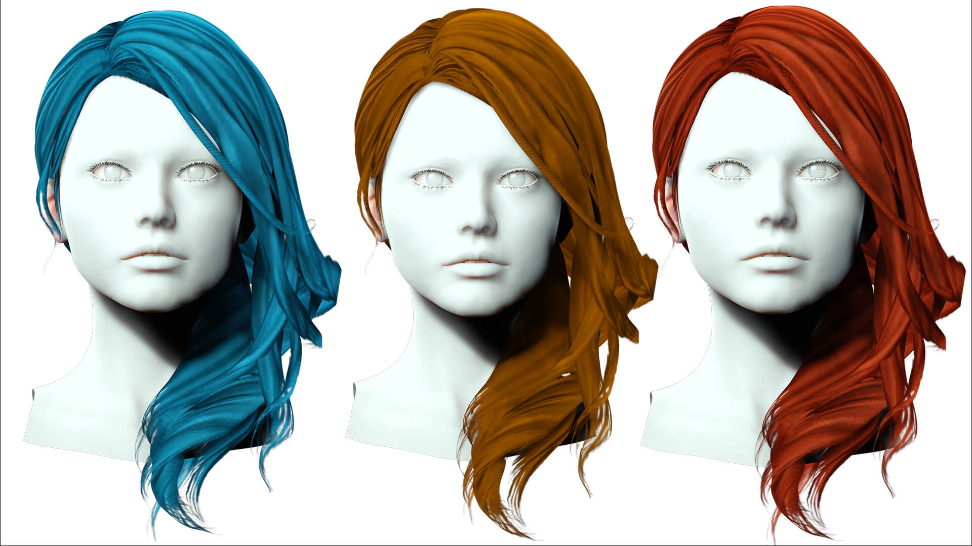 Wavy Over Shoulder Side Hair - 3D Model by khaloui