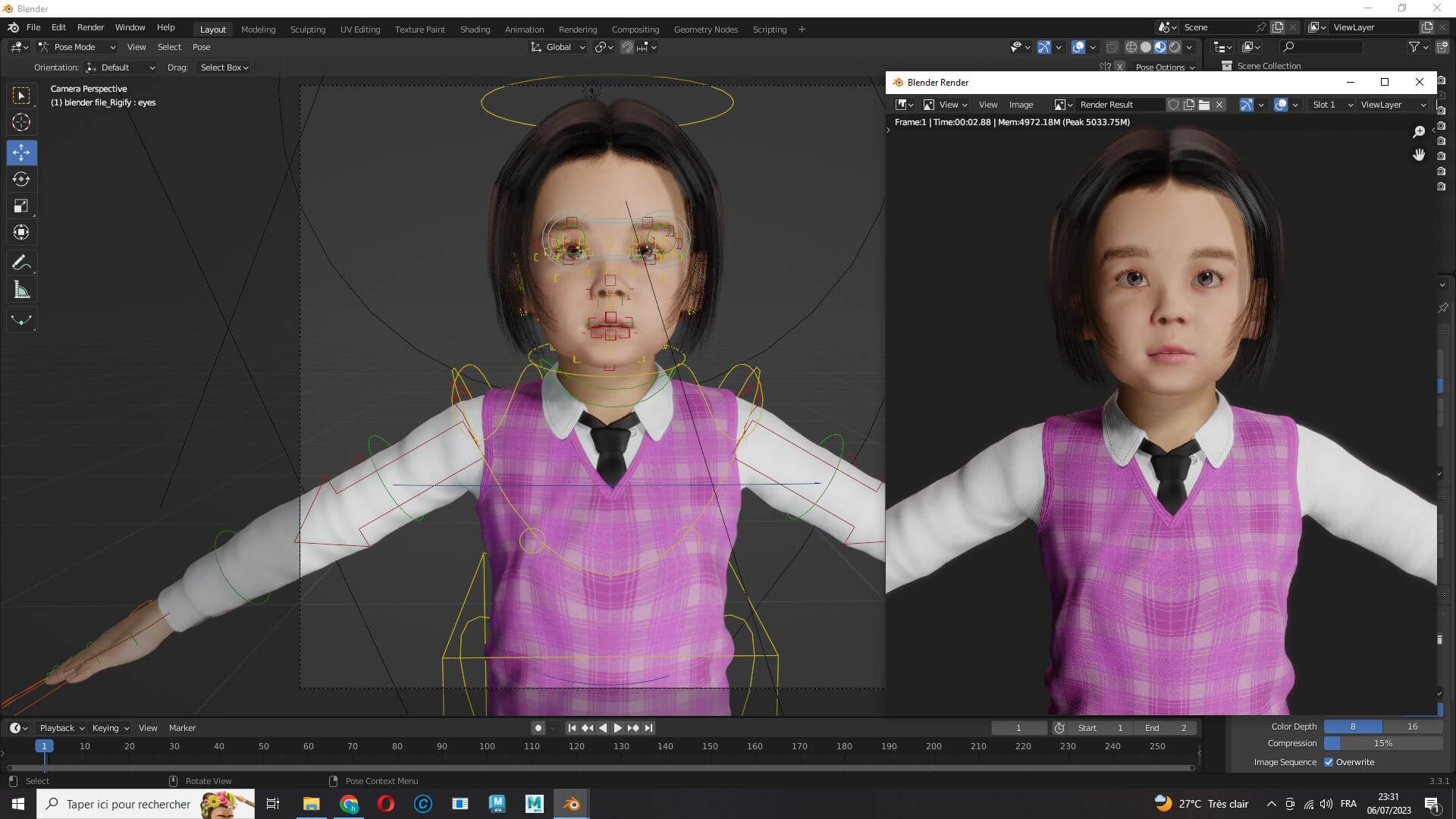 Yuna - Korean Girl 3D Model by khaloui