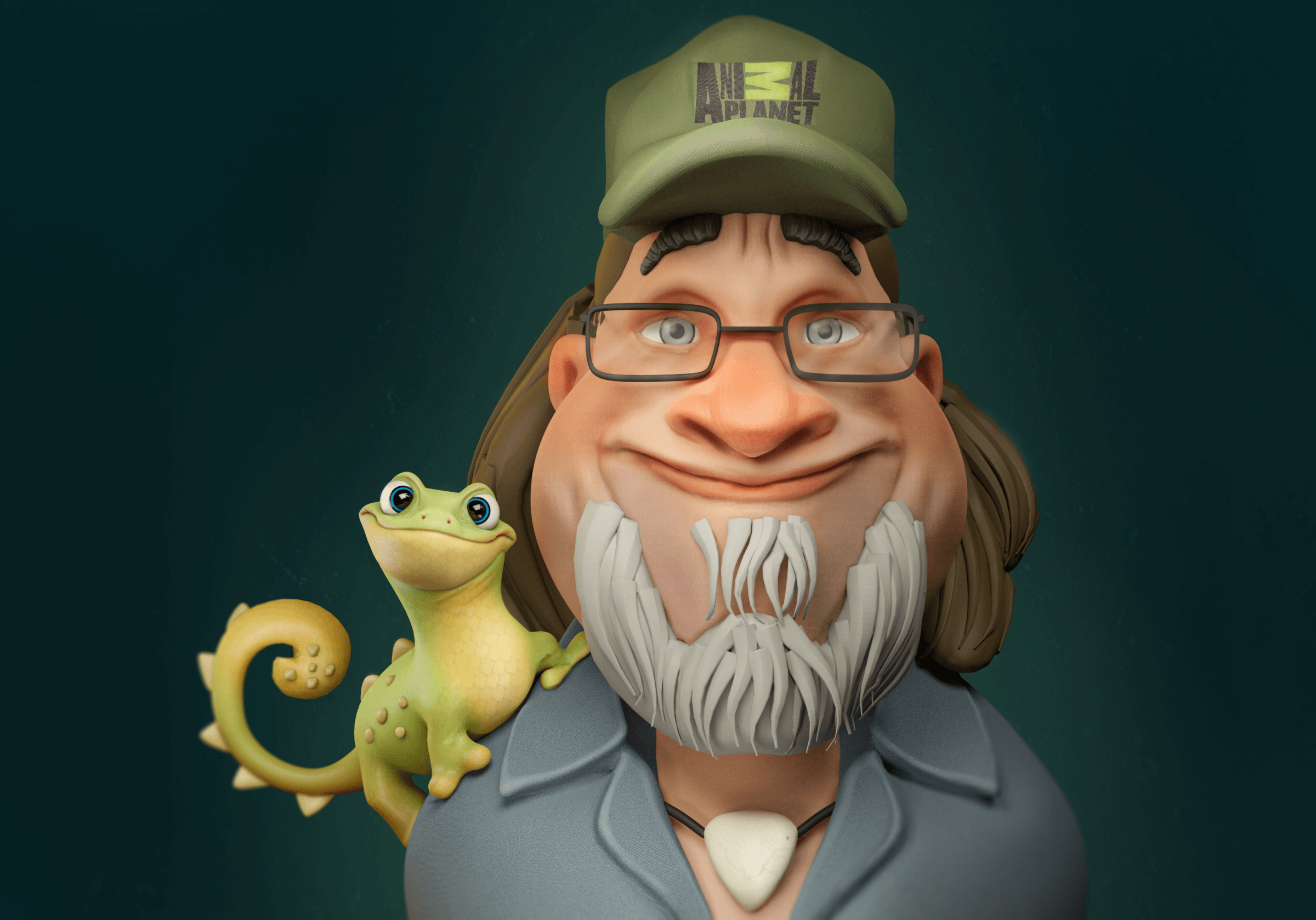 Aaron Blaise CaricatureStylized Portrait 3D Render by Khatri3d
