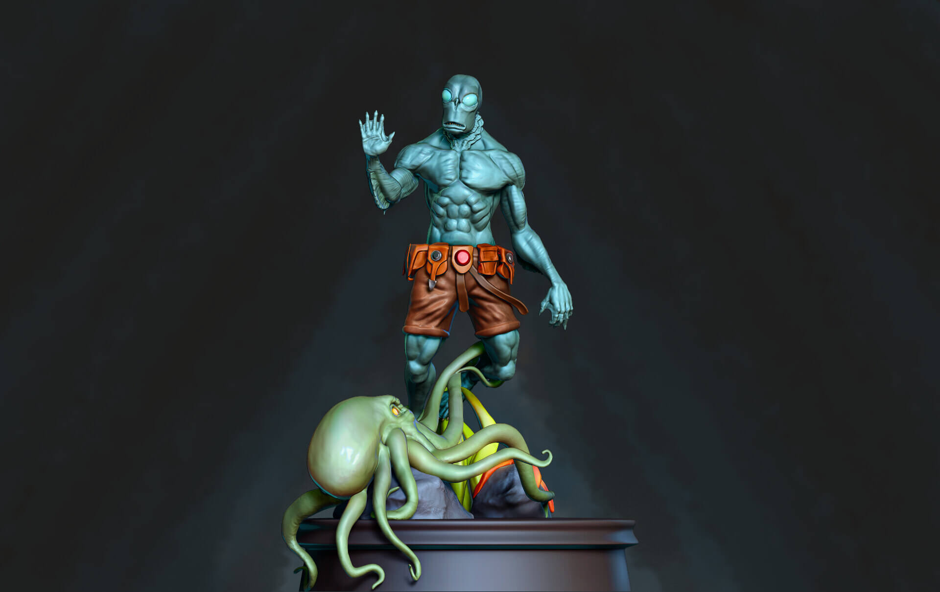 Abe Sapien Sea Creature 3D Render, Digital Art by Khatri3d