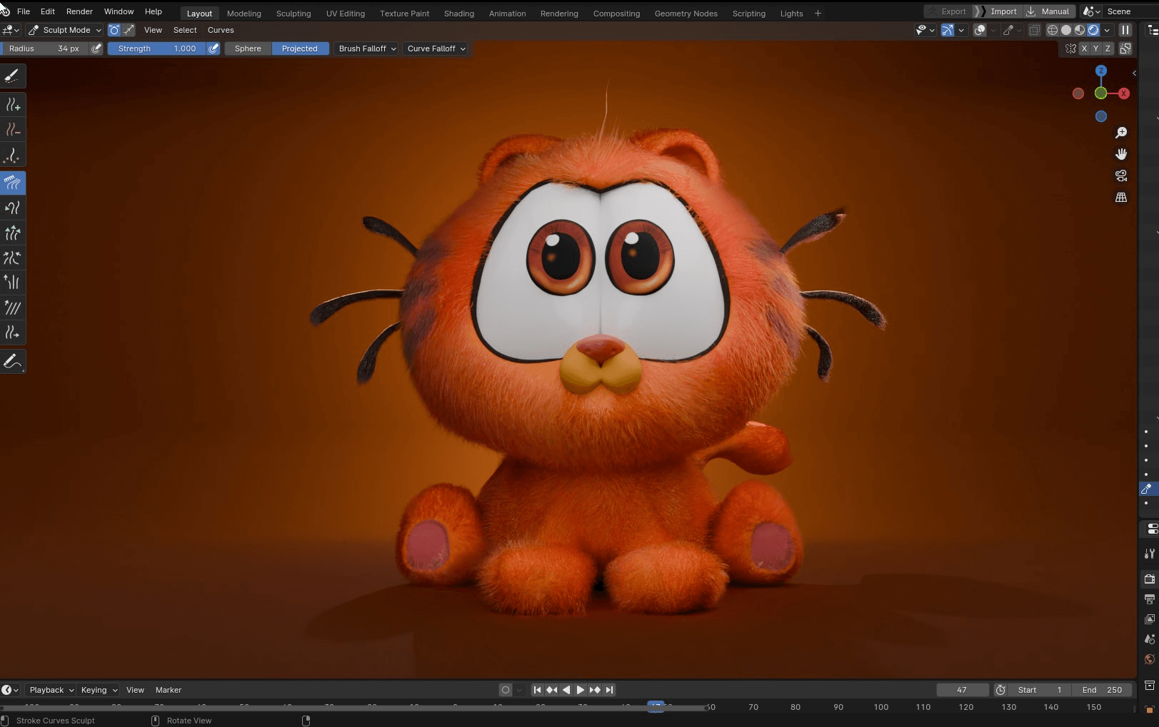 Baby Garfield 3D Render, Digital Art by Khatri3d