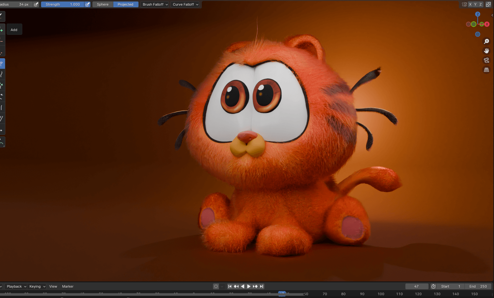 Baby Garfield 3D Render, Digital Art by Khatri3d