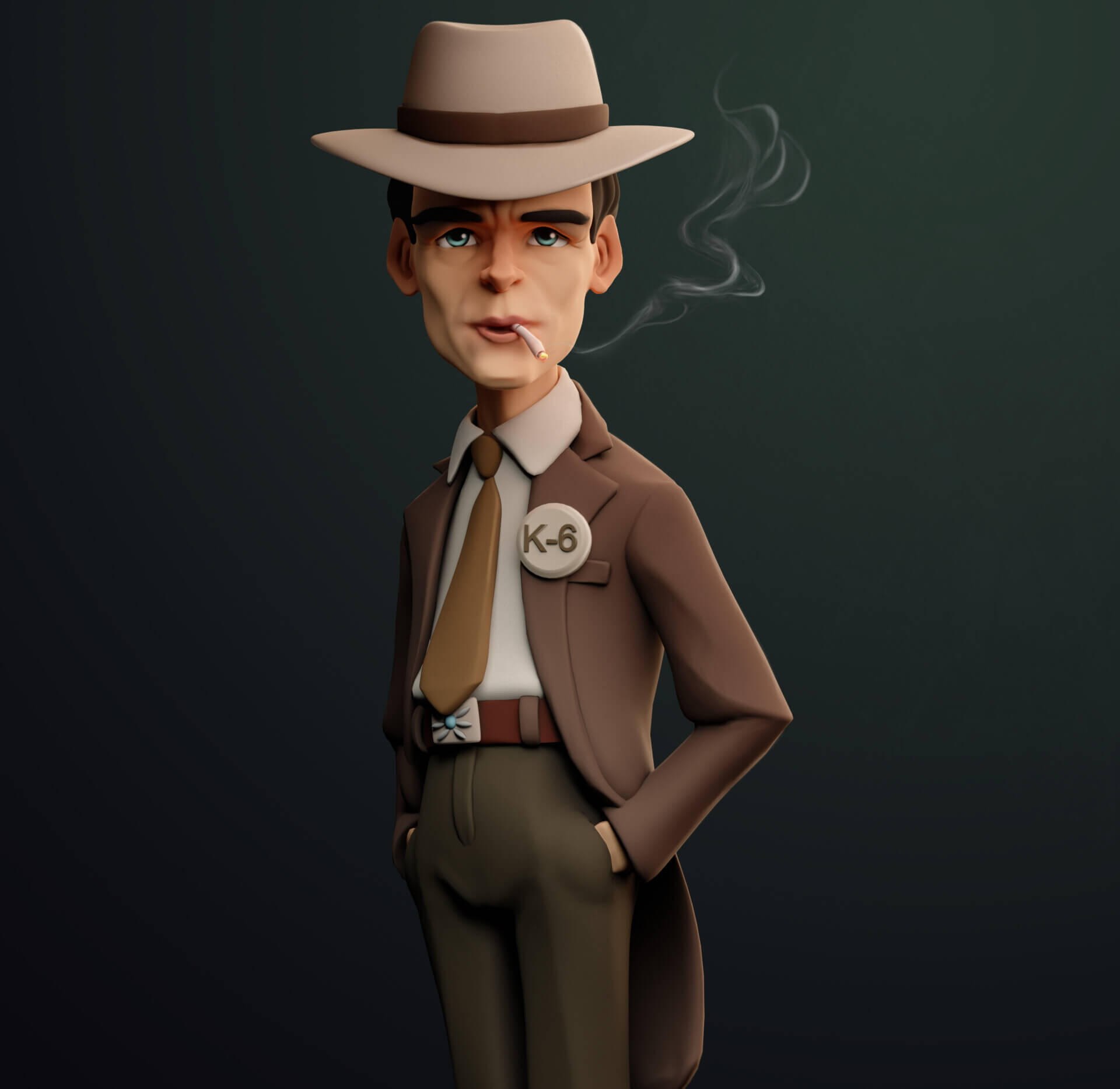 Oppenheimer Cillian Murphy Stylized 3D Render by Khatri3d