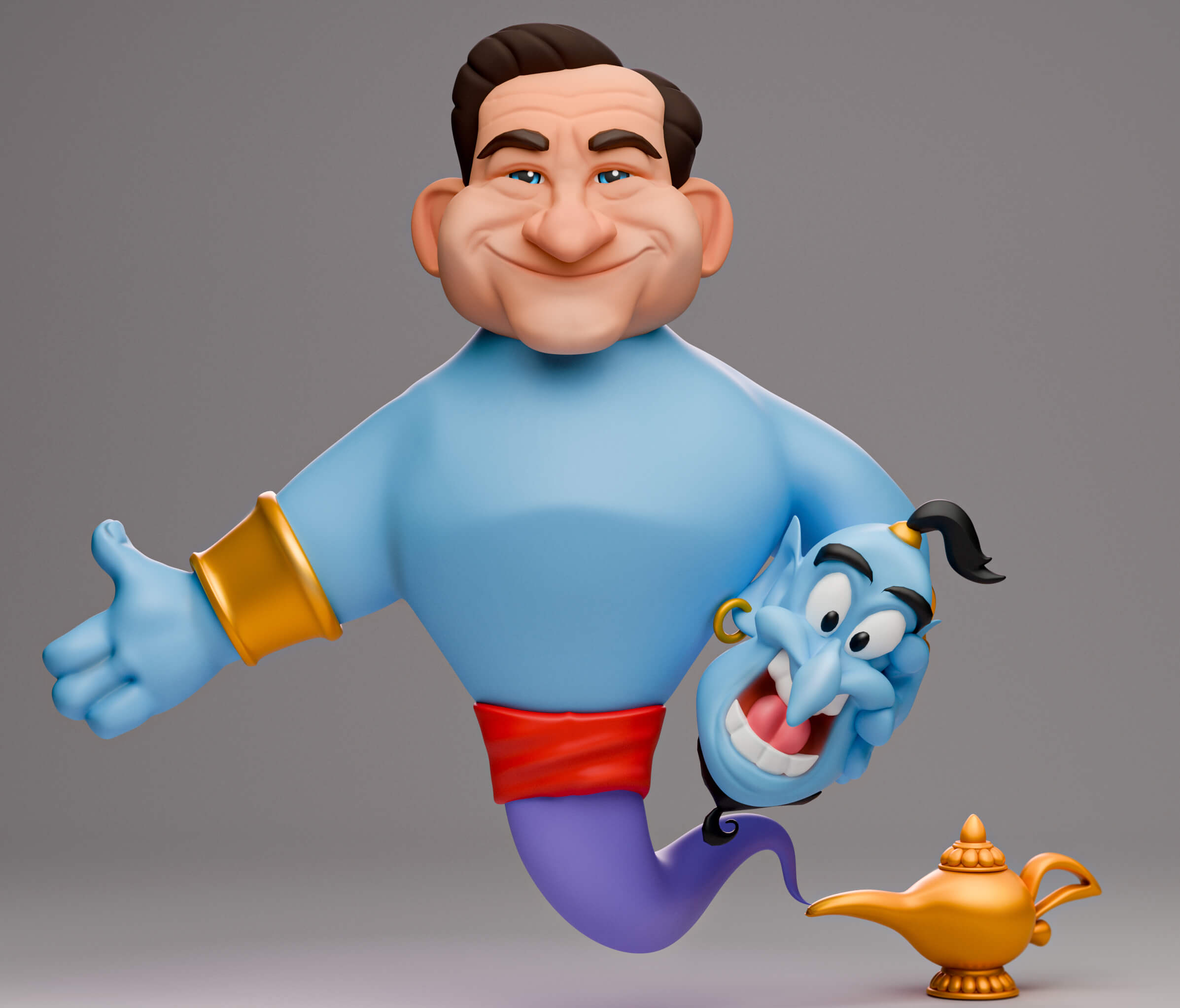 Robin Williams as Genie 3D Render, Digital Art by Khatri3d