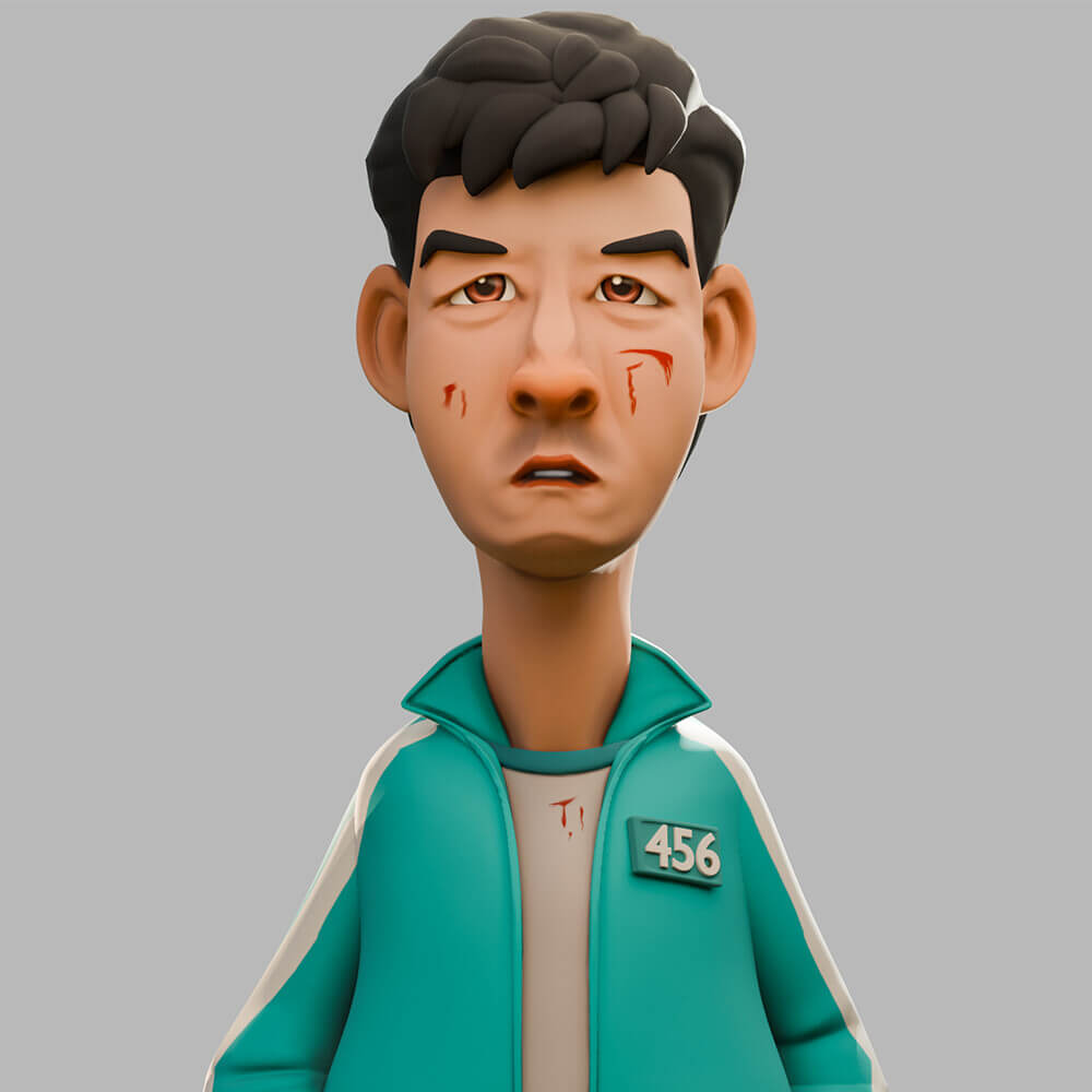 Seong Gi-Hun (Squid Game) 3D Render, Digital Art by Khatri3d