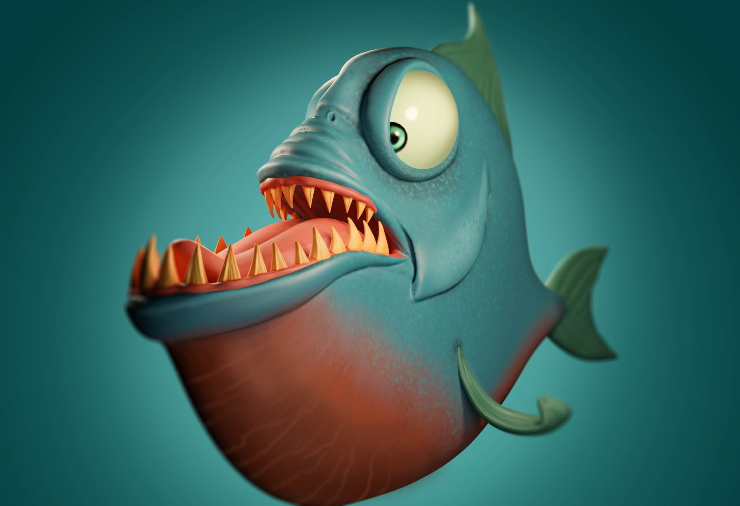 Stylized Fish 3D Render, Digital Art by Khatri3d